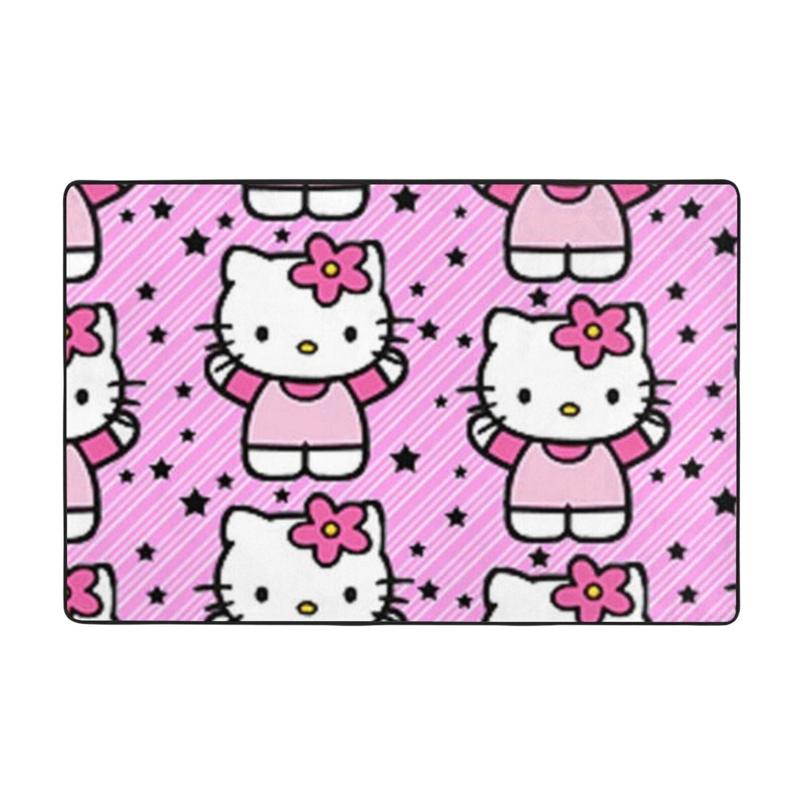 Hello Kitty Area Rugs, Large Carpet, Washable Rug Mat, Flannel Non-Slip ...