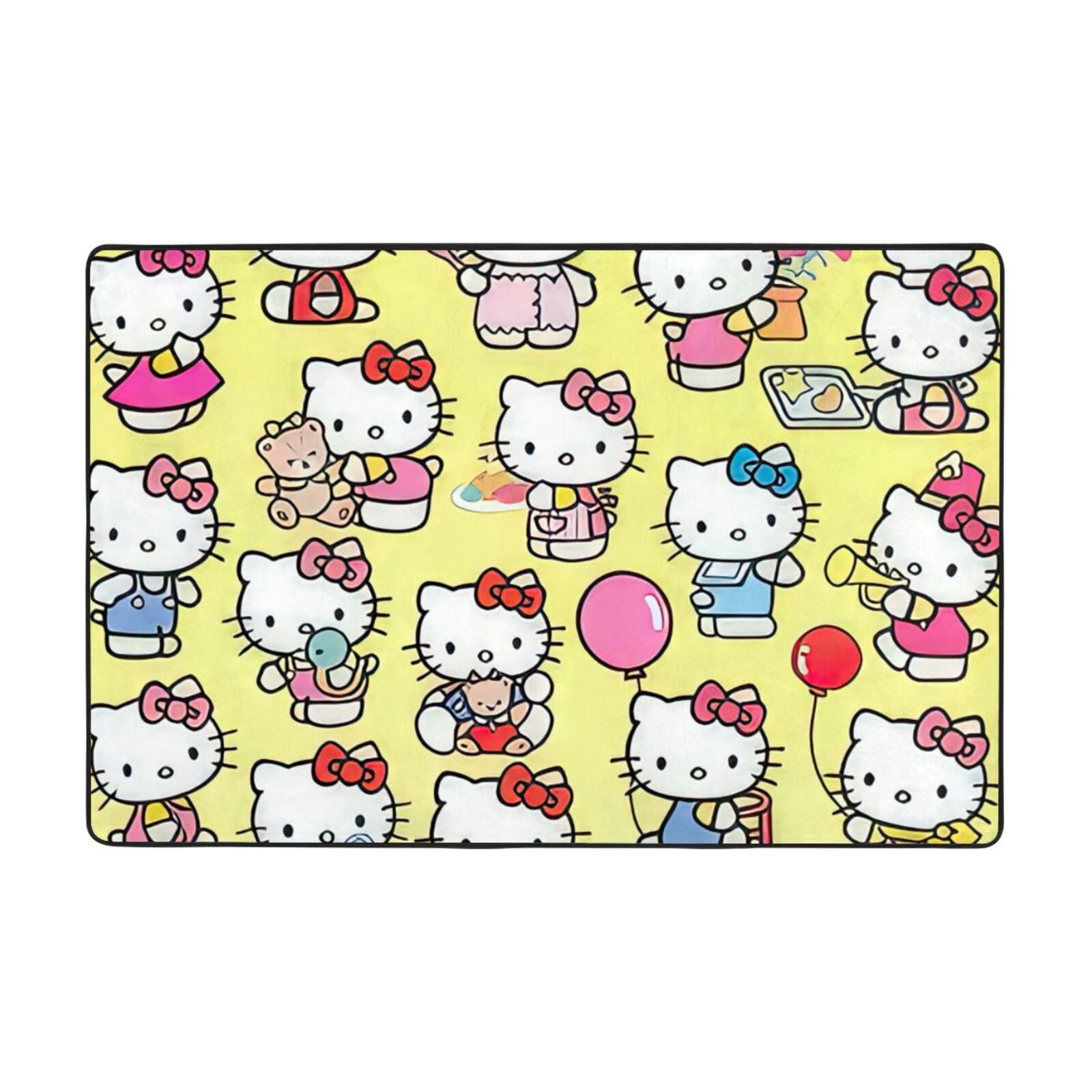 Hello Kitty Area Rugs, Large Carpet, Washable Rug Mat, Flannel Non-Slip ...