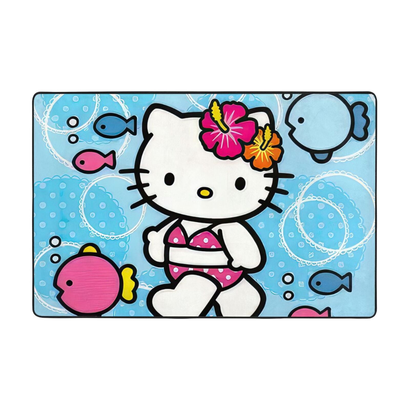 Hello Kitty Area Rugs, Large Carpet, Washable Rug Mat, Flannel Non-Slip ...