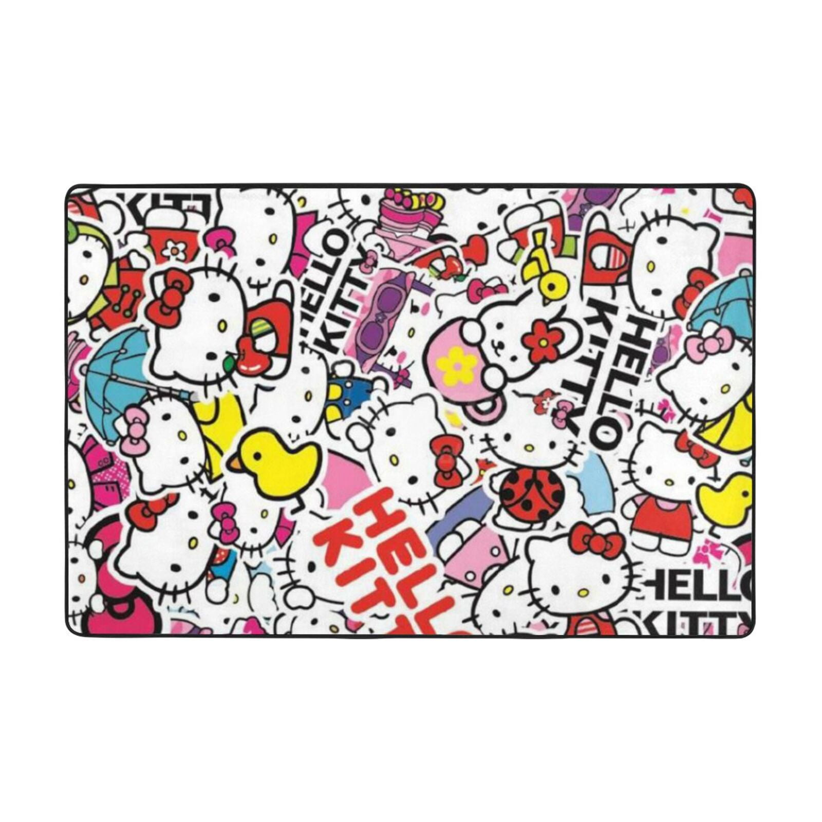 Hello Kitty Area Rugs, Large Carpet, Washable Rug Mat, Flannel Non-Slip ...