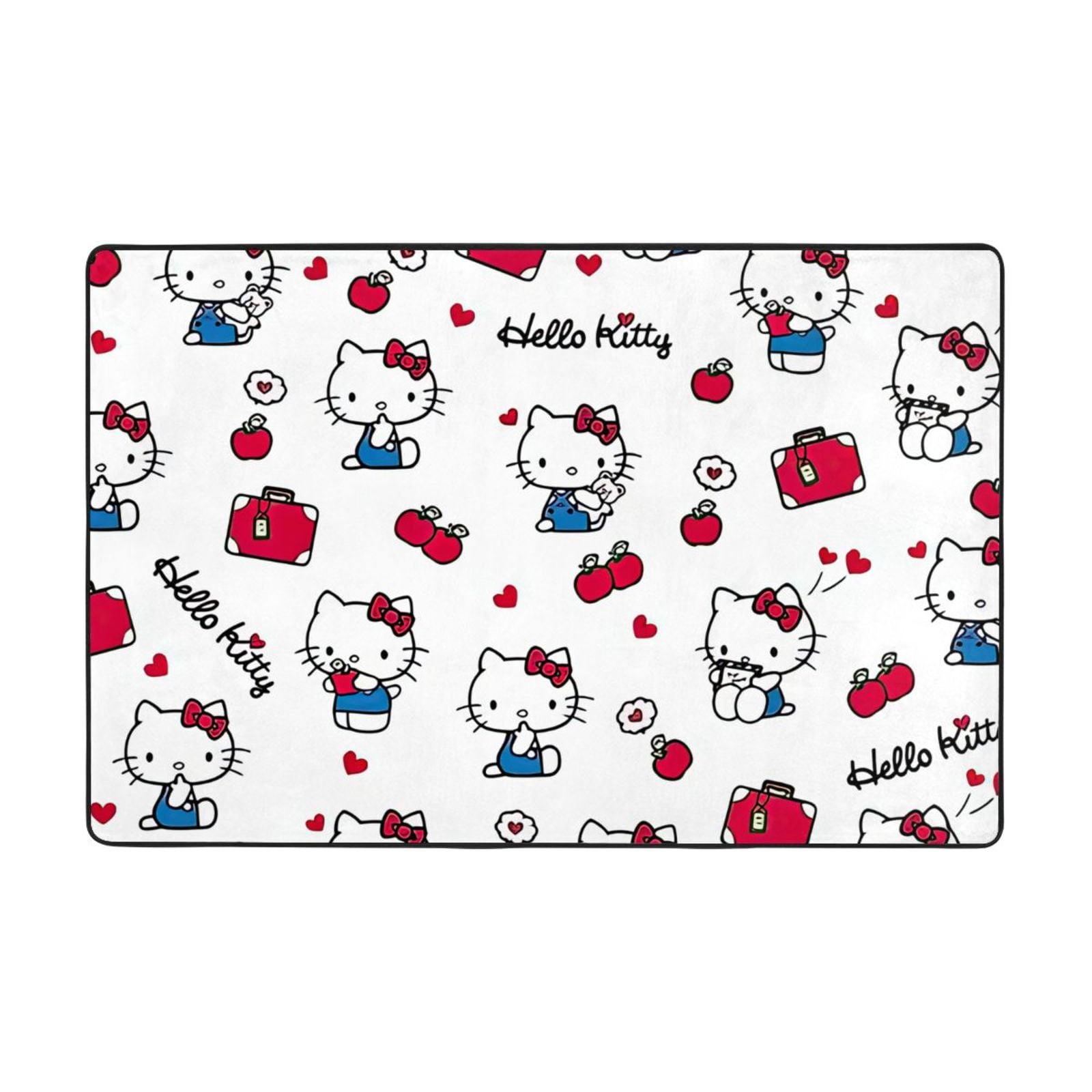 Hello Kitty Area Rugs, Large Carpet, Washable Rug Mat, Flannel Non-Slip ...