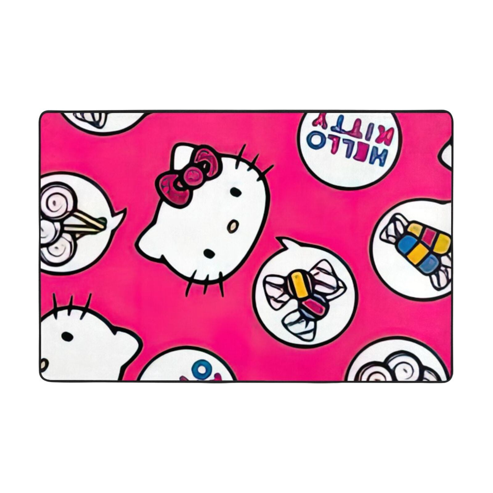 Hello Kitty Area Rugs, Large Carpet, Washable Rug Mat, Flannel Non-Slip ...