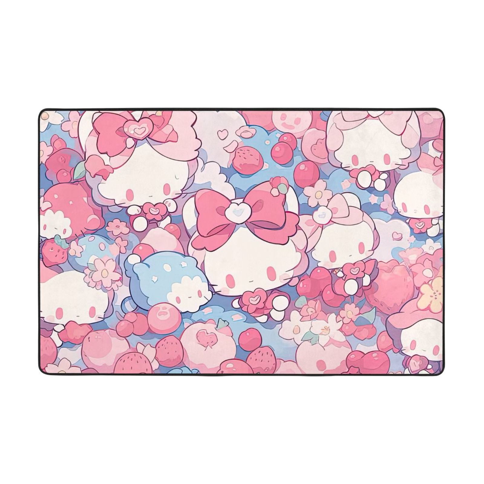 Hello Kitty Area Rugs, Large Carpet, Washable Rug Mat, Flannel Non-Slip ...
