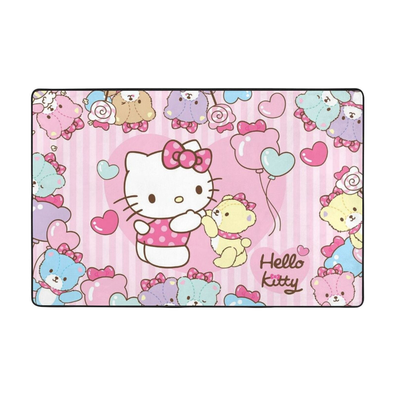 Hello Kitty Area Rugs, Large Carpet, Washable Rug Mat, Flannel Non-Slip ...