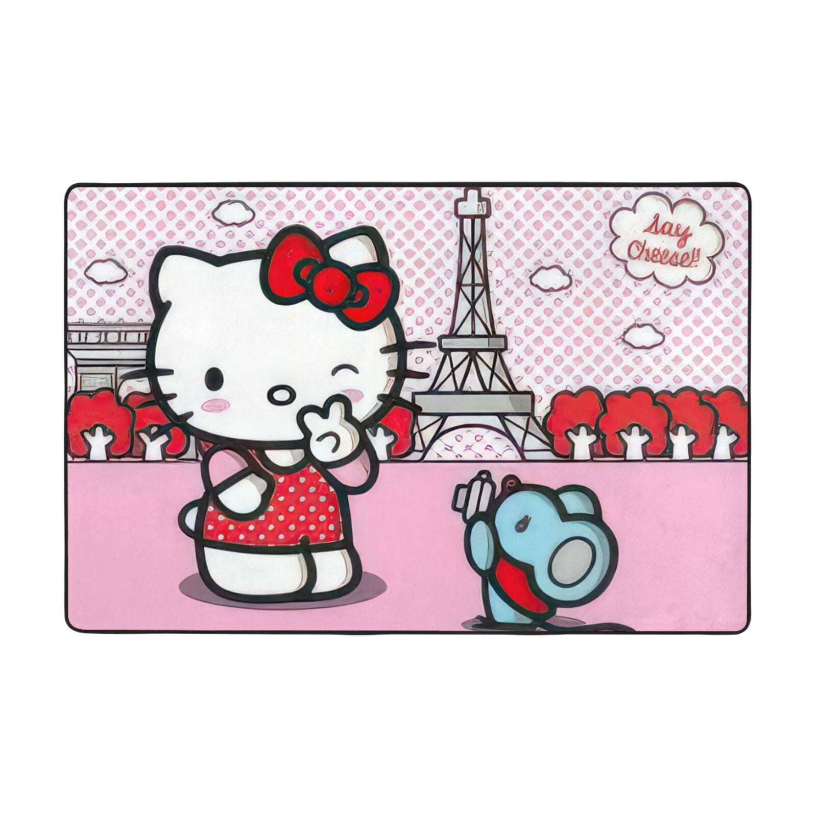 Hello Kitty Area Rugs, Large Carpet, Washable Rug Mat, Flannel Non-Slip ...