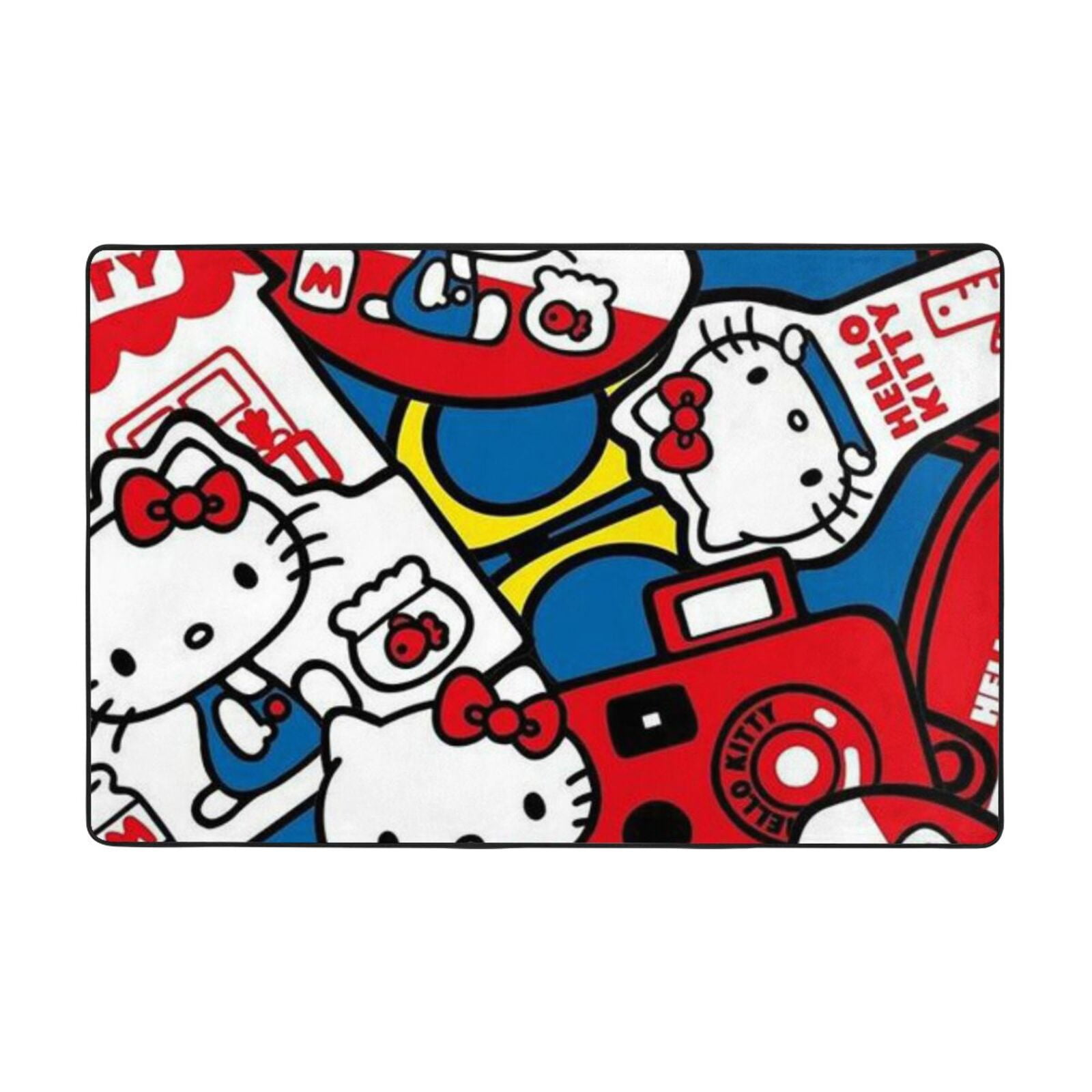 Hello Kitty Area Rugs, Large Carpet, Washable Rug Mat, Flannel Non-Slip ...