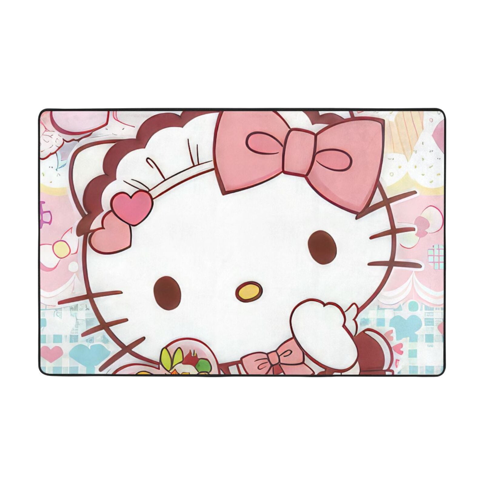 Hello Kitty Area Rugs, Large Carpet, Washable Rug Mat, Flannel Non-Slip ...