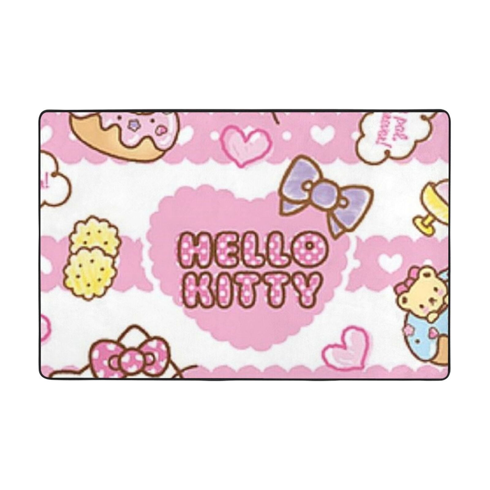 Hello Kitty Area Rugs, Large Carpet, Washable Rug Mat, Flannel Non-Slip ...