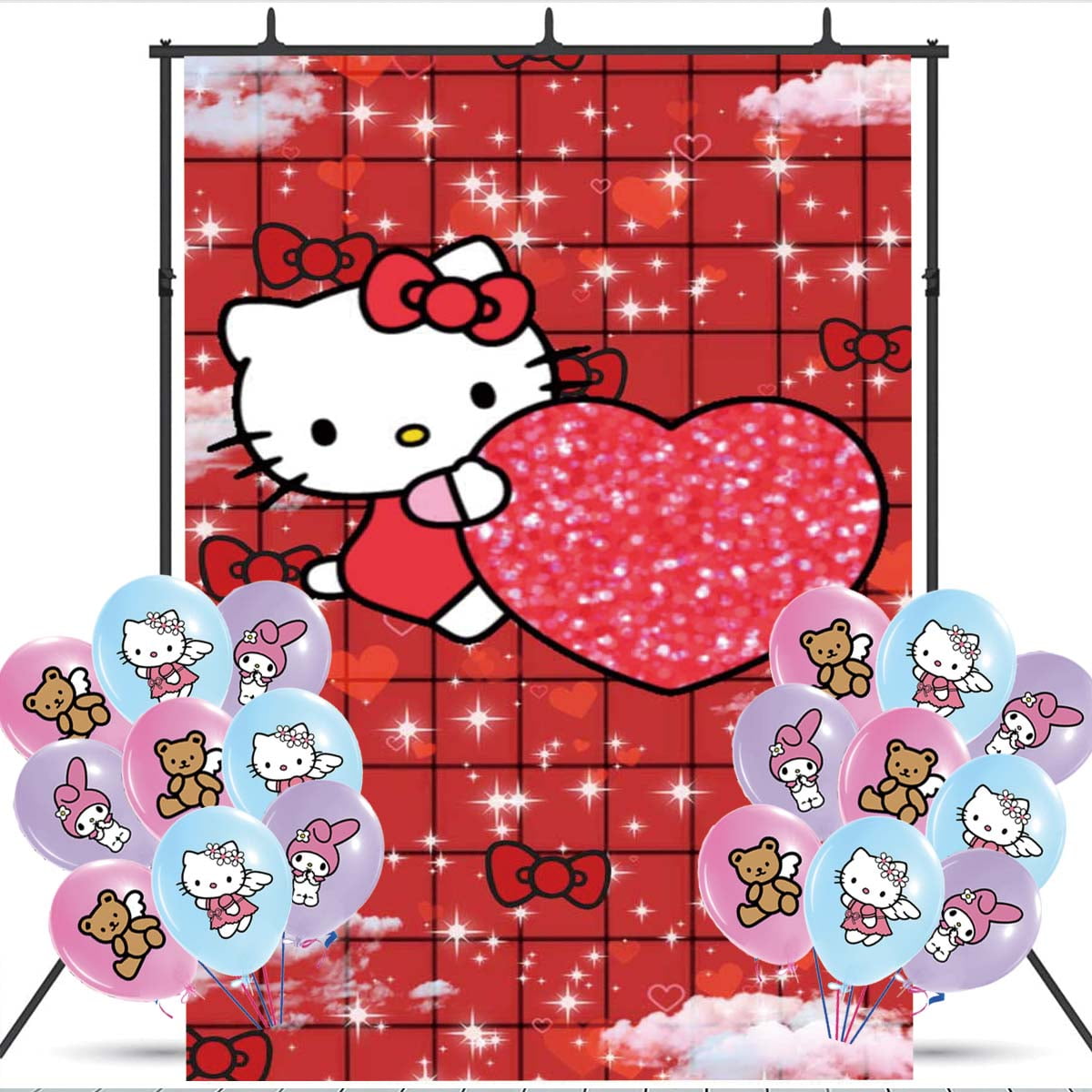 Hello Kitty Backdrop Balloons Banner Party Decorations Taspestry Wall ...