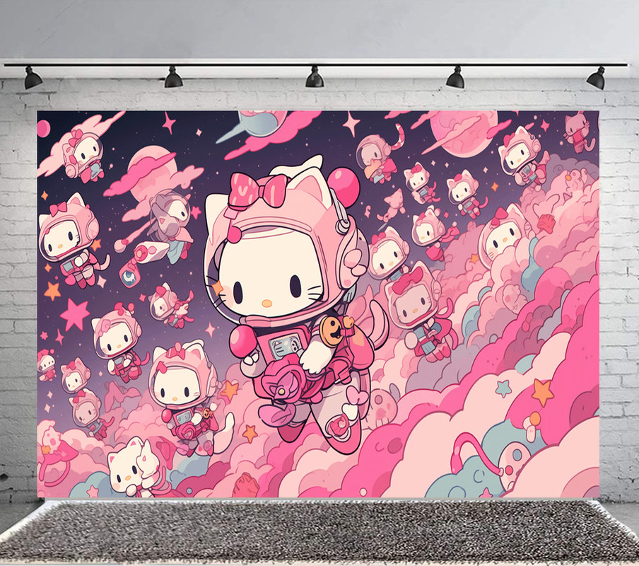 Hello Kitty Backdrop Banner Party Supplies Poster Movie Theme ...