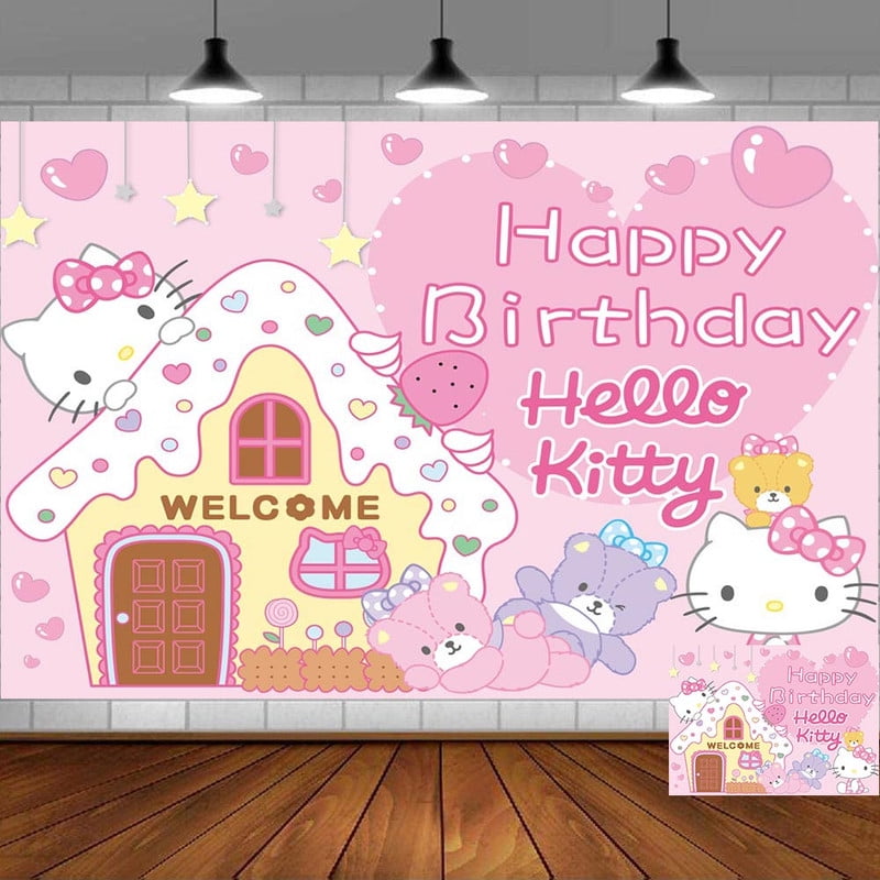Hello Kitty Backdrop Banner Party Supplies Poster Movie Theme ...