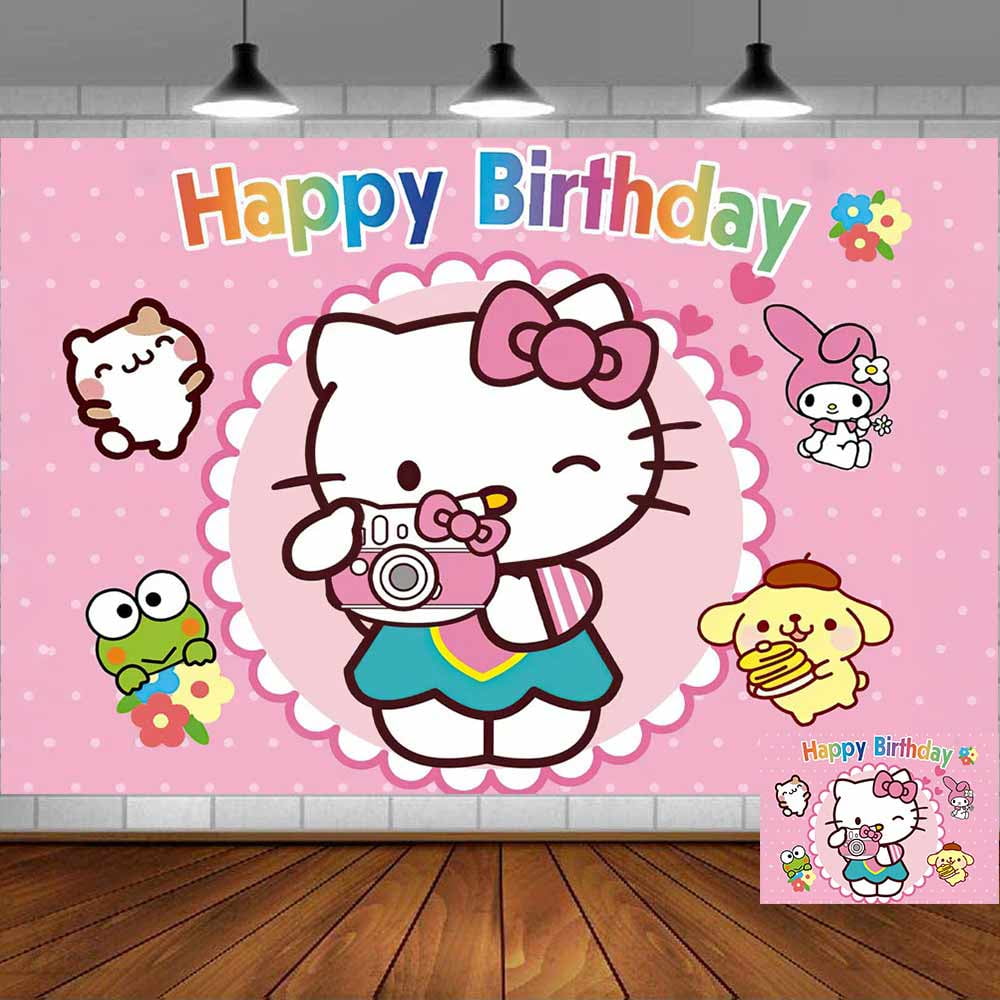 Hello Kitty Backdrop Banner Party Supplies Poster Movie Theme ...