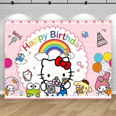 Yanluna Hello Kitty Backdrop Party Decoration Girl Kids Birthday ...