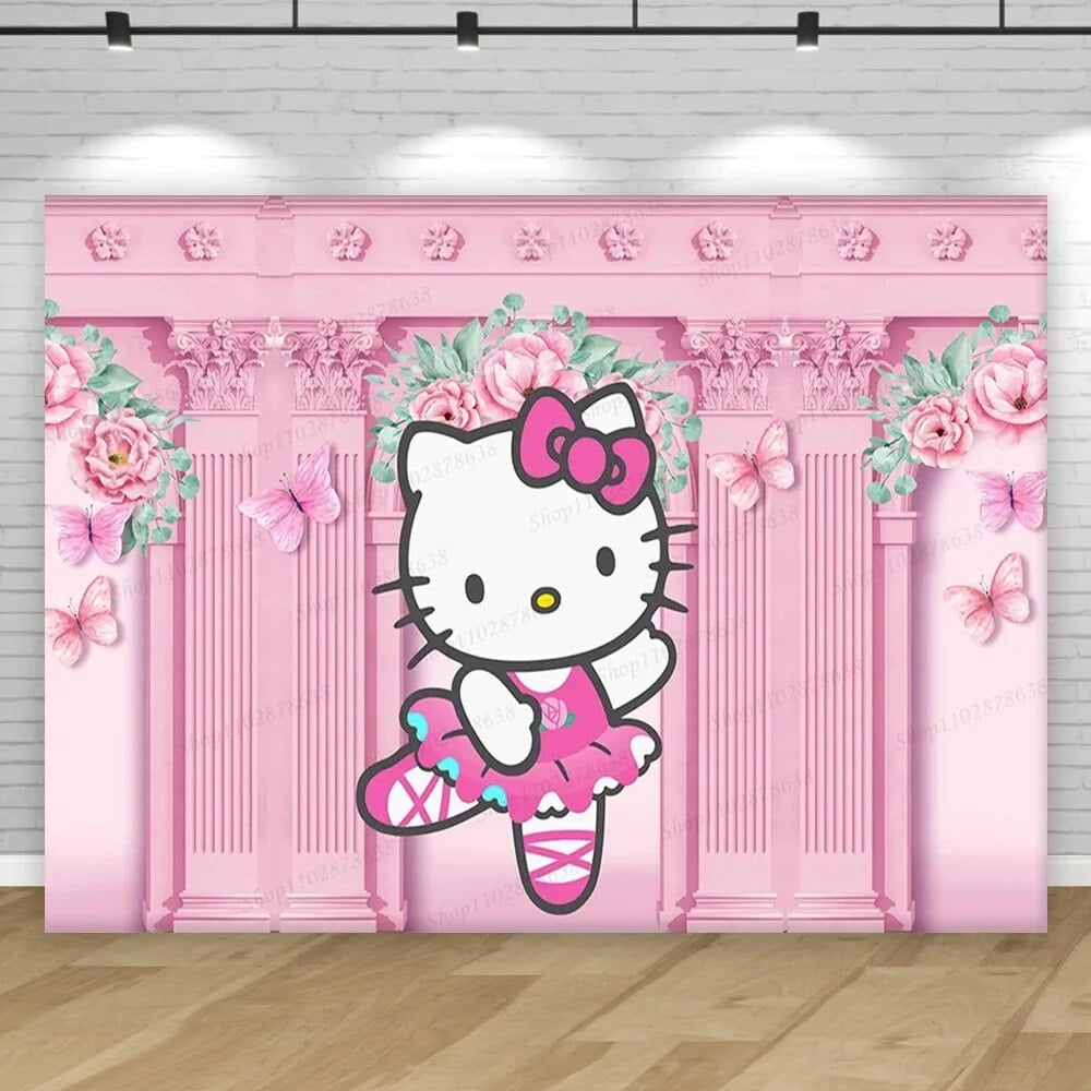 Hello Kitty Backdrop Party Decoration Girl Kids Birthday Background ...