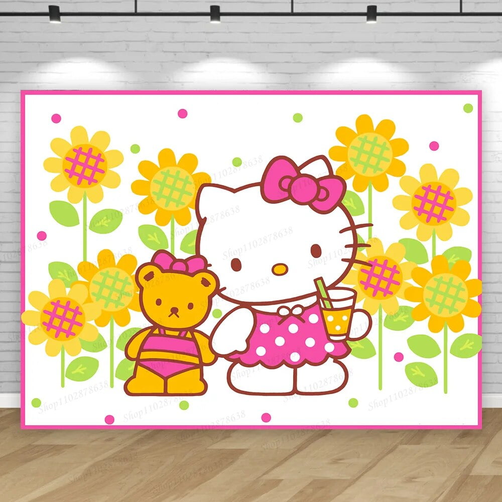 Hello Kitty Backdrop Party Decoration Girl Kids Birthday Background ...