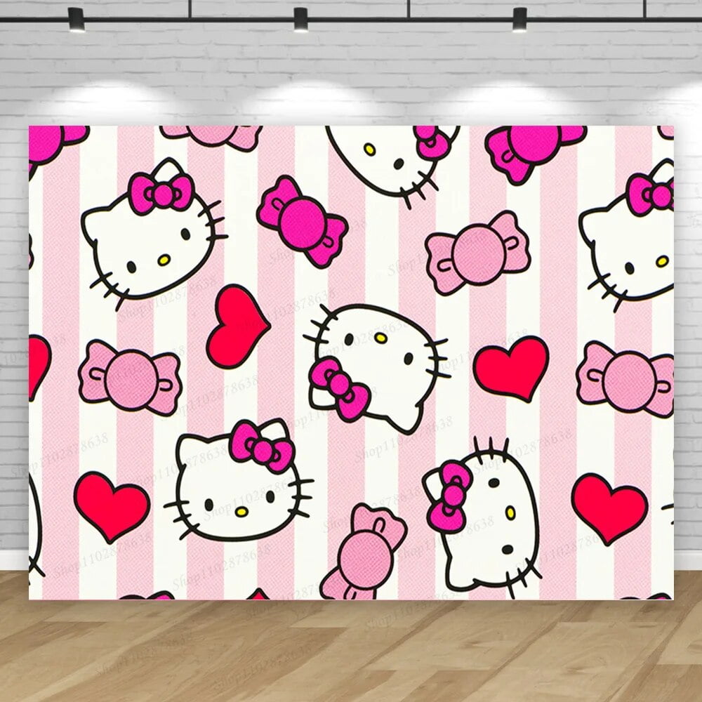 Hello Kitty Backdrop Party Decoration Girl Kids Birthday Background ...