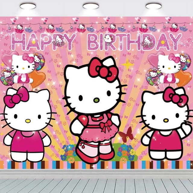 Hello Kitty Backdrop Party Supplies Taspestry Background Wall Decor ...