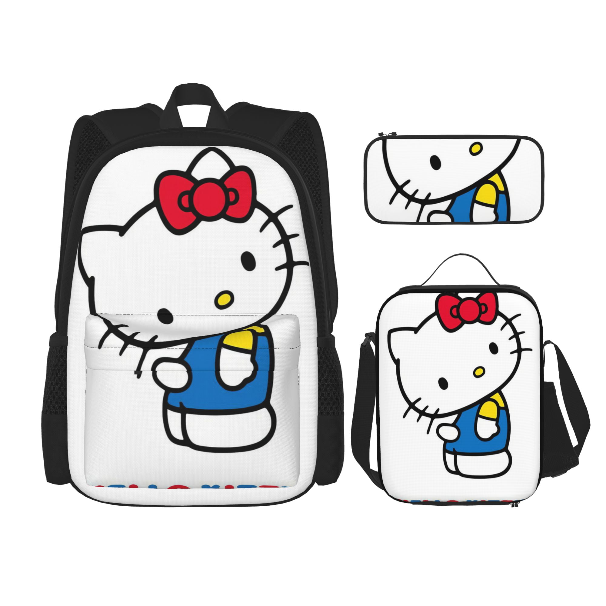 Hello Kitty Backpack Set, 3 Pcs Backpack Pencil Case Lunch Bag Casual ...