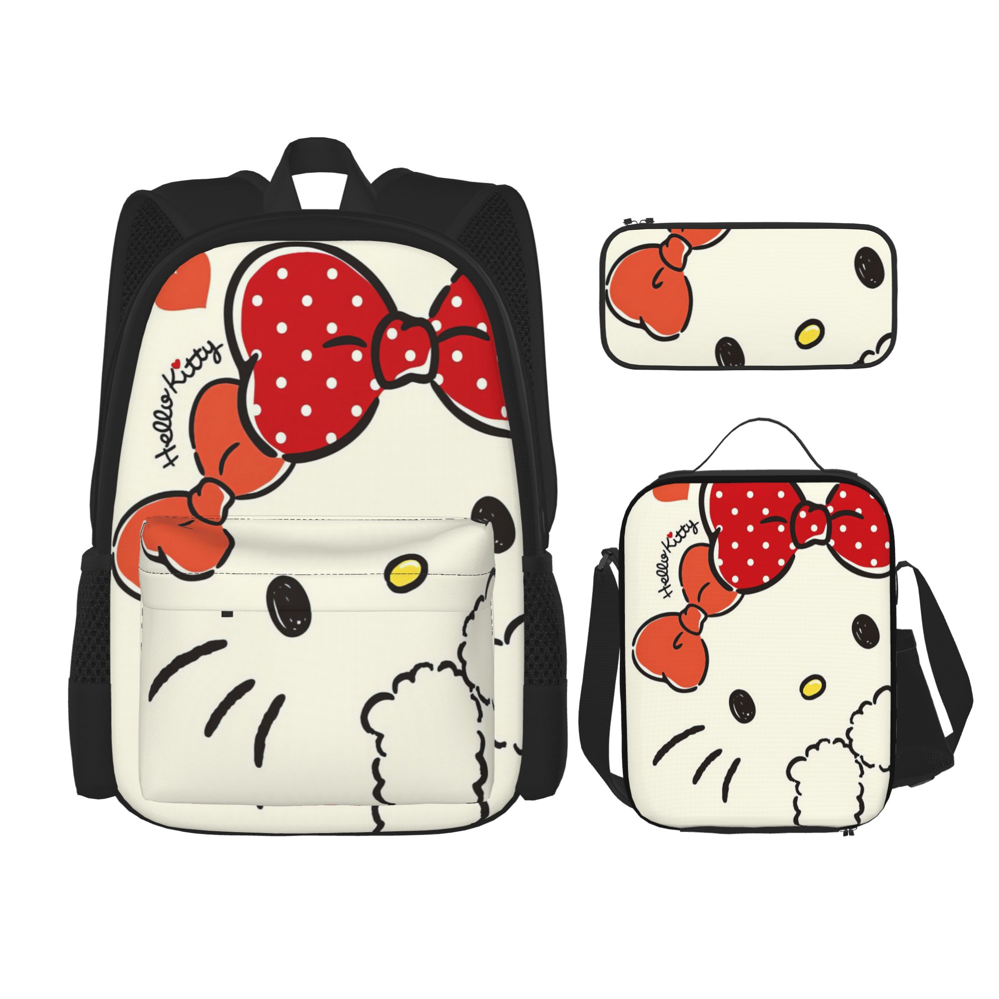 Hello Kitty Backpack Set, 3 Pcs Backpack Pencil Case Lunch Bag Casual ...