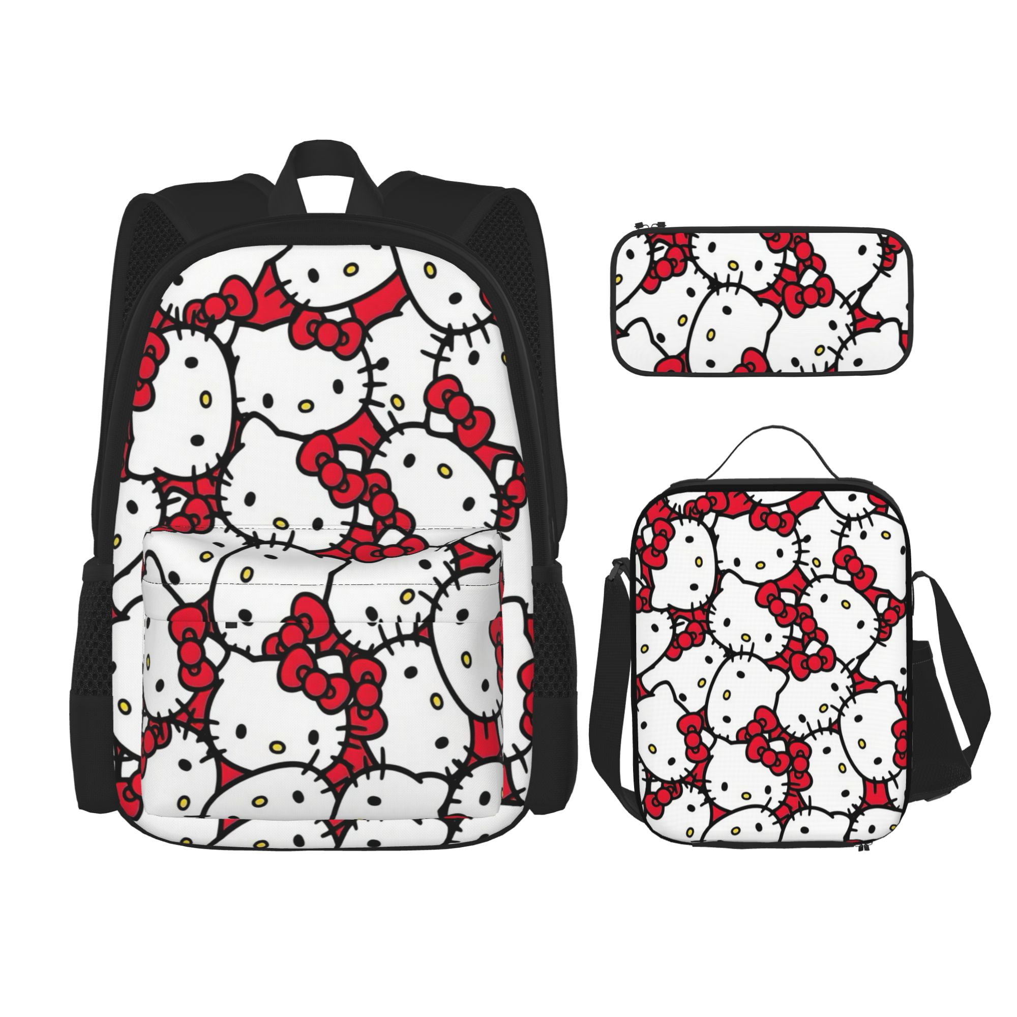 Hello Kitty Backpack Set, 3 Pcs Backpack Pencil Case Lunch Bag Casual ...