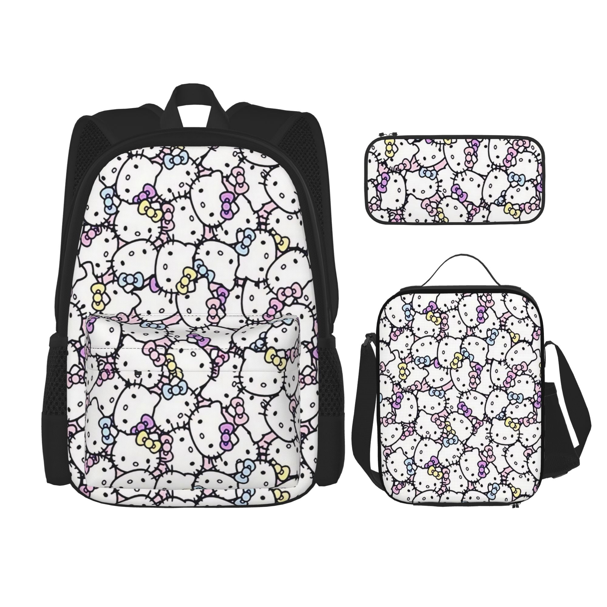 Hello Kitty Backpack Set, 3 Pcs Backpack Pencil Case Lunch Bag Casual ...