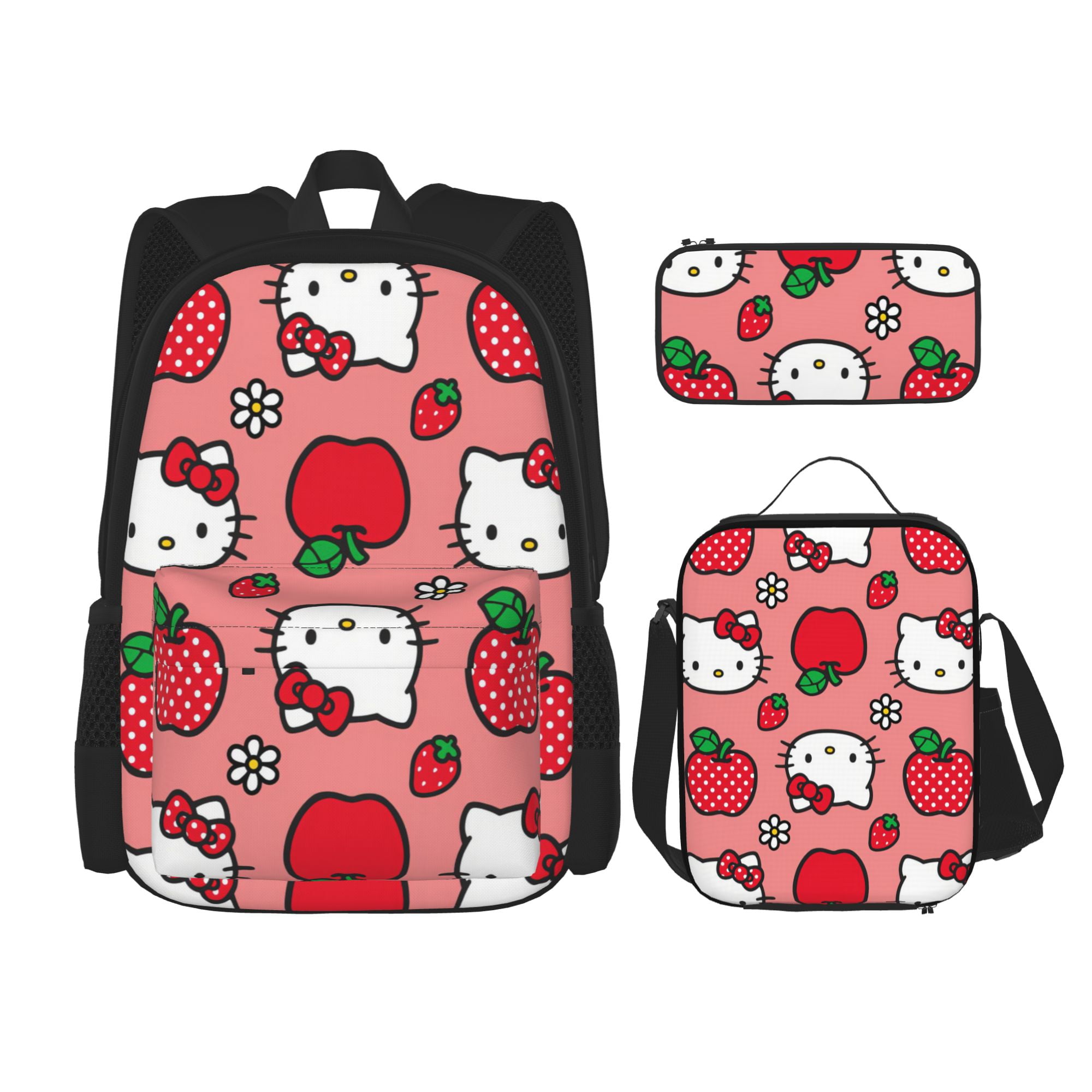 Hello Kitty Backpack Set, 3 Pcs Backpack Pencil Case Lunch Bag Casual ...