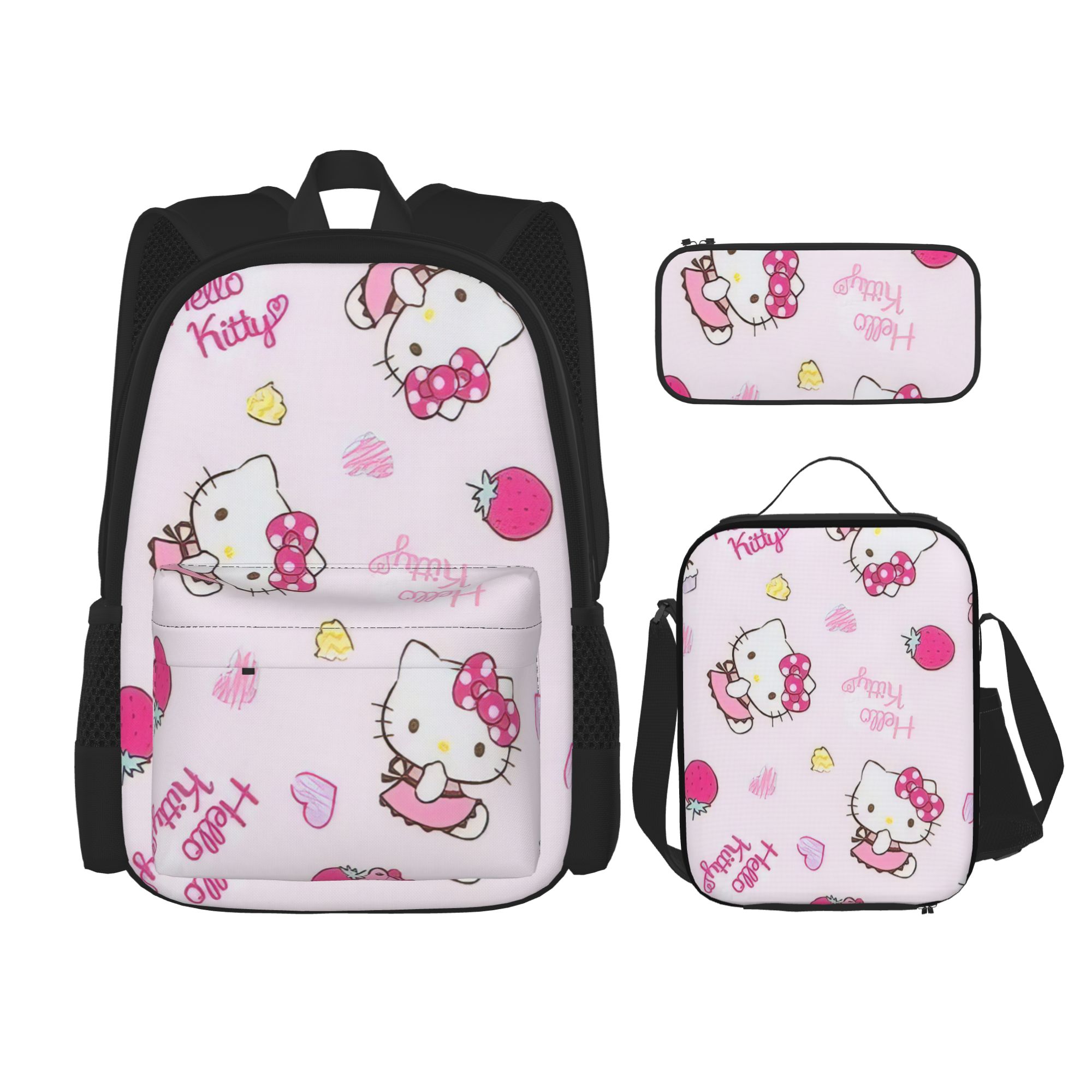 Hello Kitty Backpack Set, 3 Pcs Backpack Pencil Case Lunch Bag Casual ...