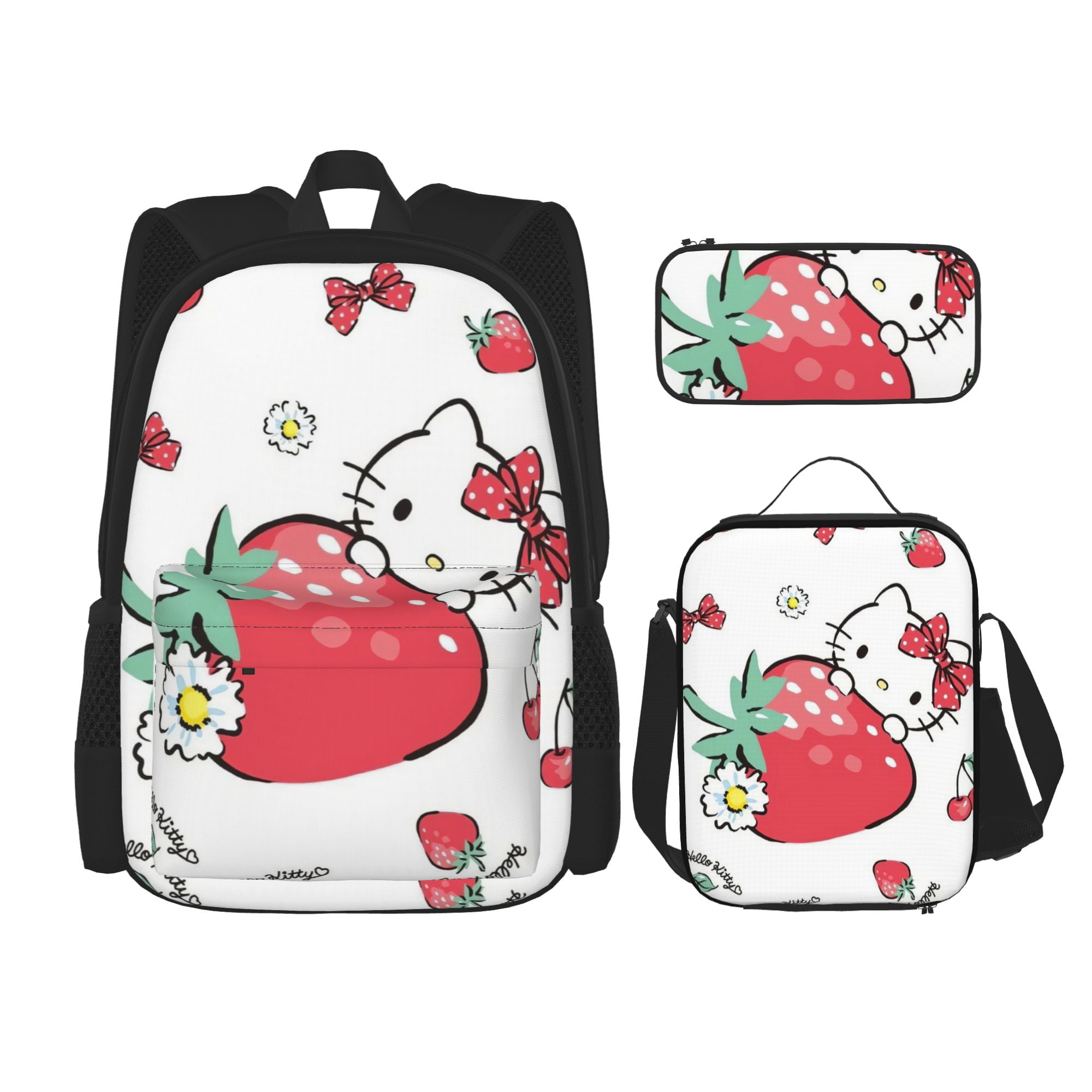 Hello Kitty Backpack Set, 3 Pcs Backpack Pencil Case Lunch Bag Casual ...