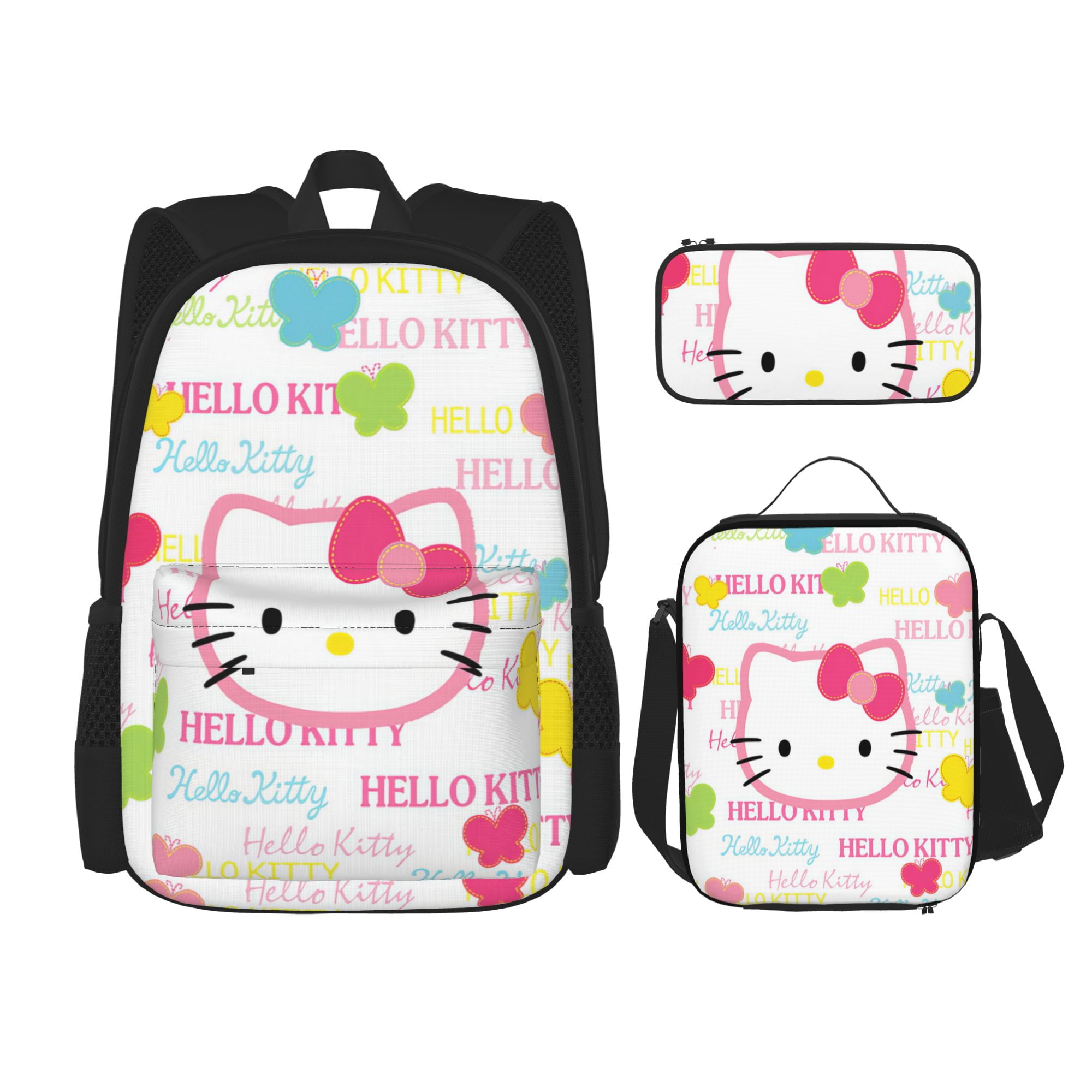 Hello Kitty Backpack Set, 3 Pcs Backpack Pencil Case Lunch Bag Casual ...