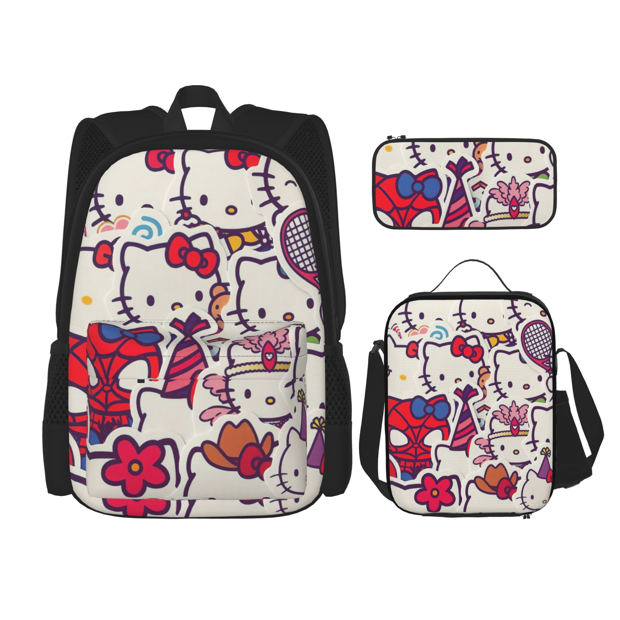 Hello Kitty Backpack Set, 3 Pcs Backpack Pencil Case Lunch Bag Casual ...