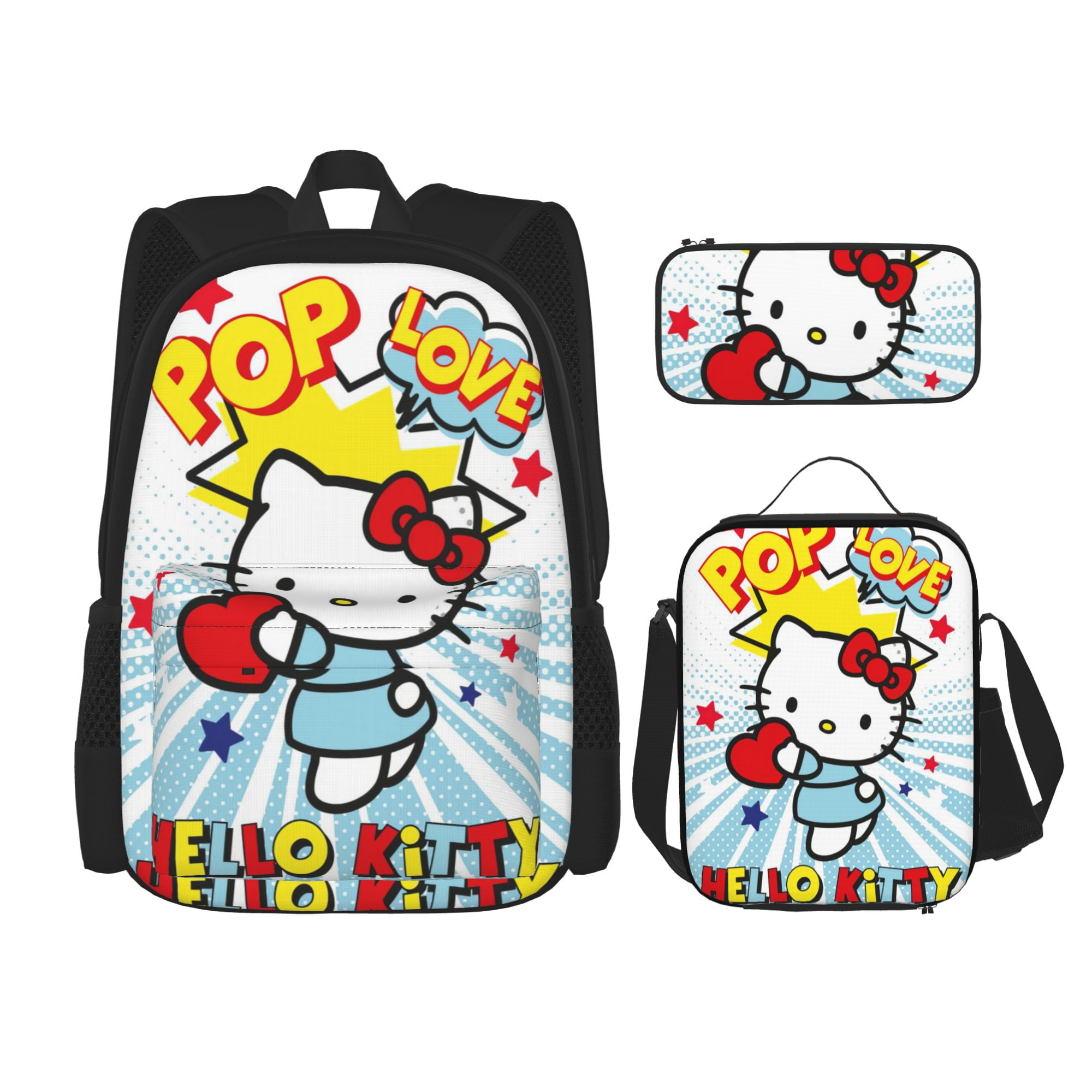 Hello Kitty Backpack Set, 3 Pcs Backpack Pencil Case Lunch Bag Casual ...