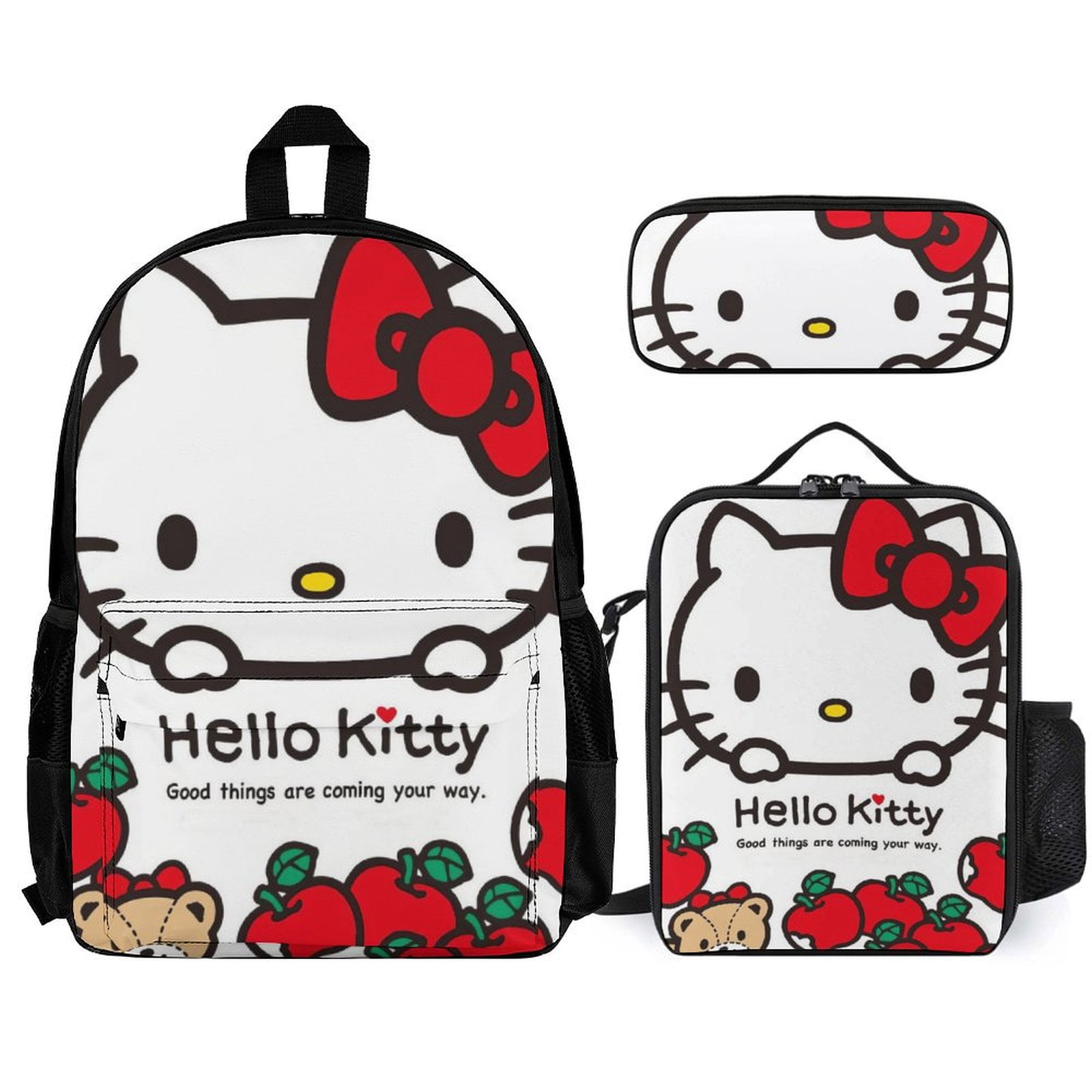 Hello Kitty Backpack Set, Backpack with Lunch Box and Pencil Case 3pcs ...