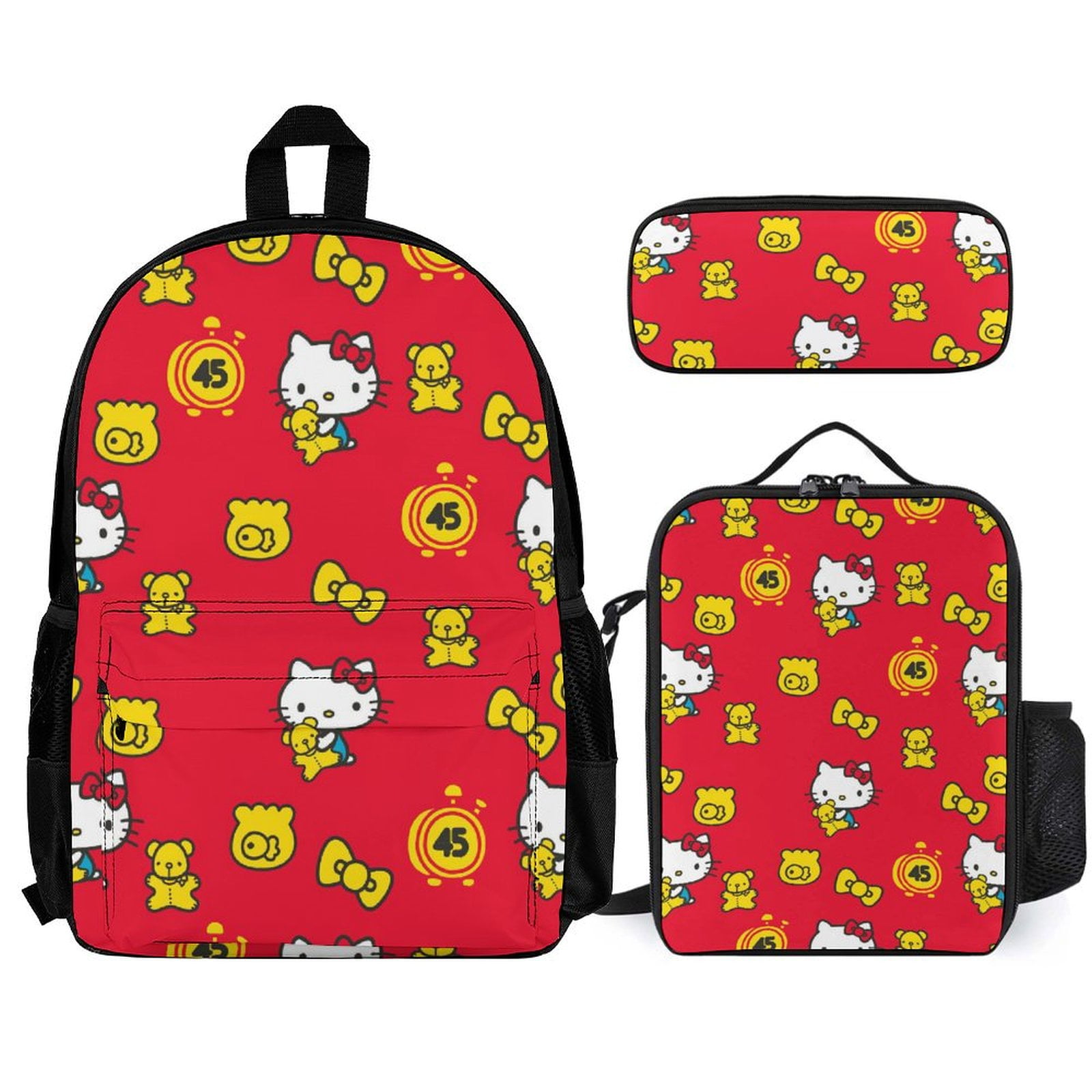 Hello Kitty Backpack Set, Backpack with Lunch Box and Pencil Case 3pcs ...
