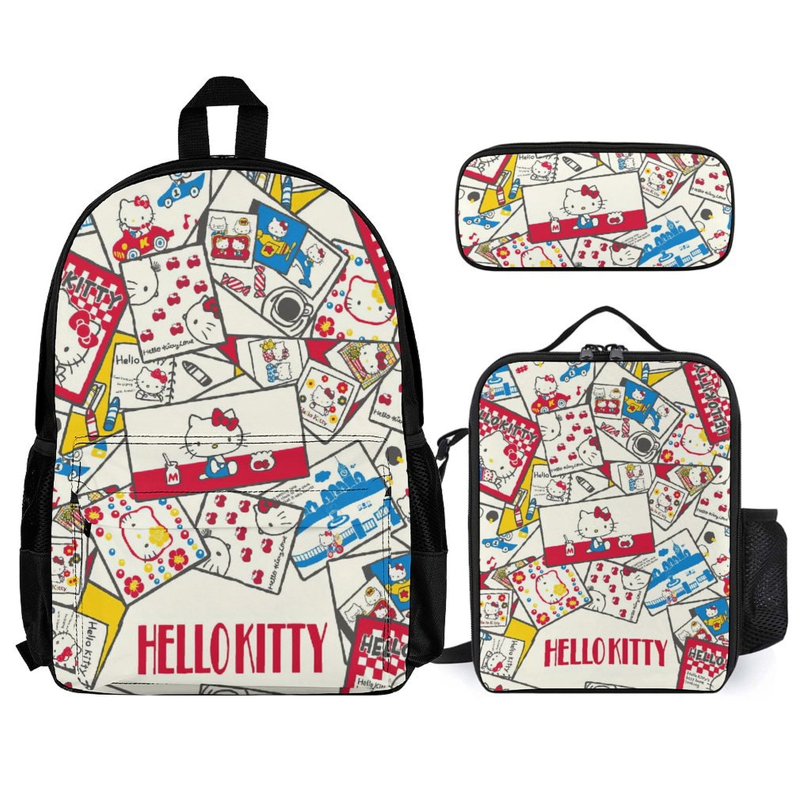 Hello Kitty Backpack Set, Backpack with Lunch Box and Pencil Case 3pcs ...