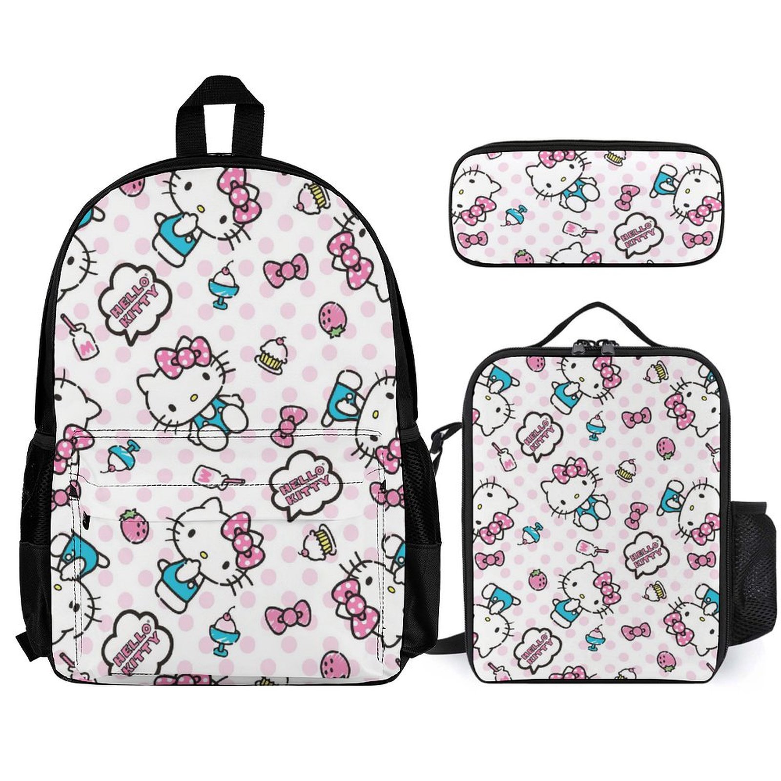 Hello Kitty Backpack Set, Backpack with Lunch Box and Pencil Case 3pcs ...