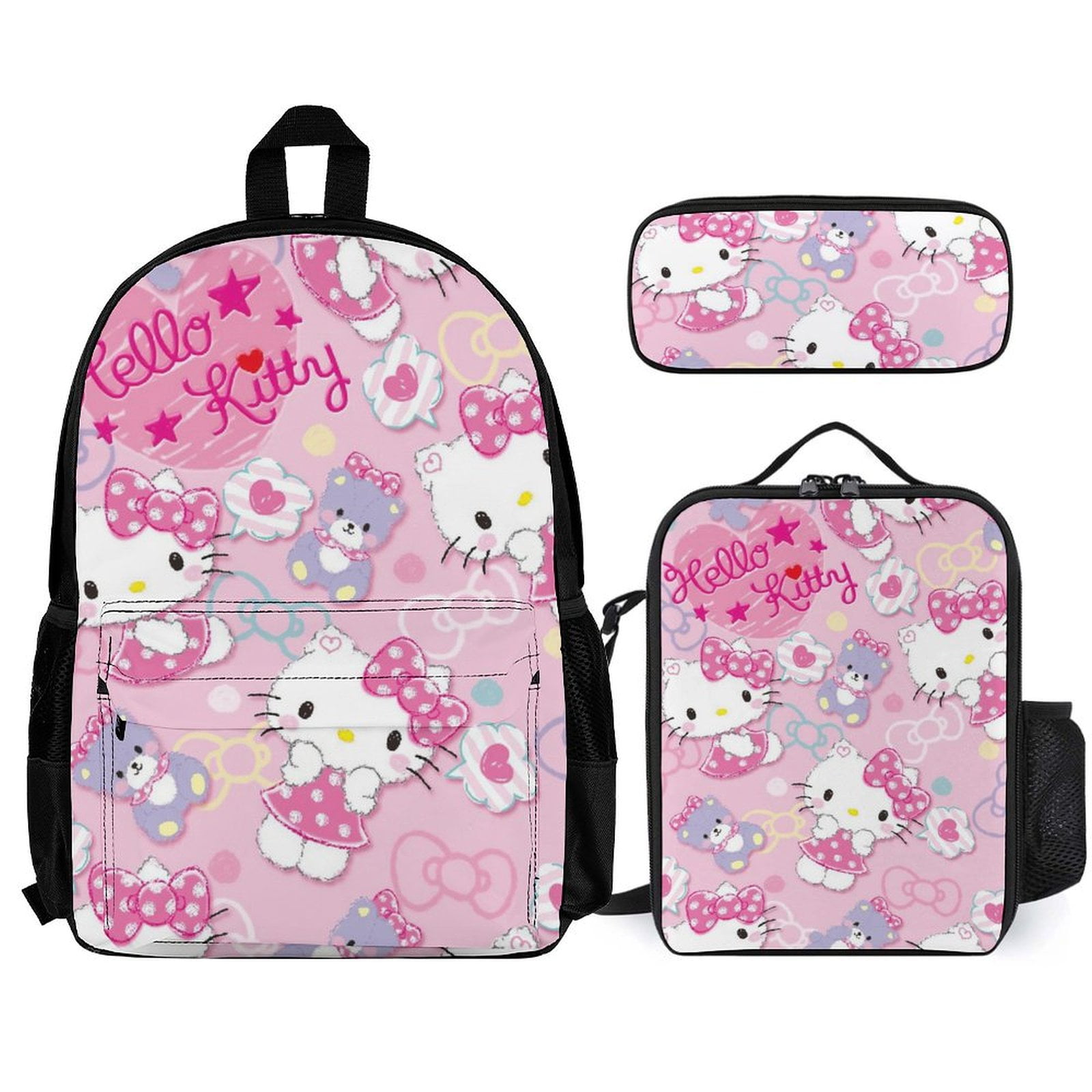Hello Kitty Backpack Set, Backpack with Lunch Box and Pencil Case 3pcs ...