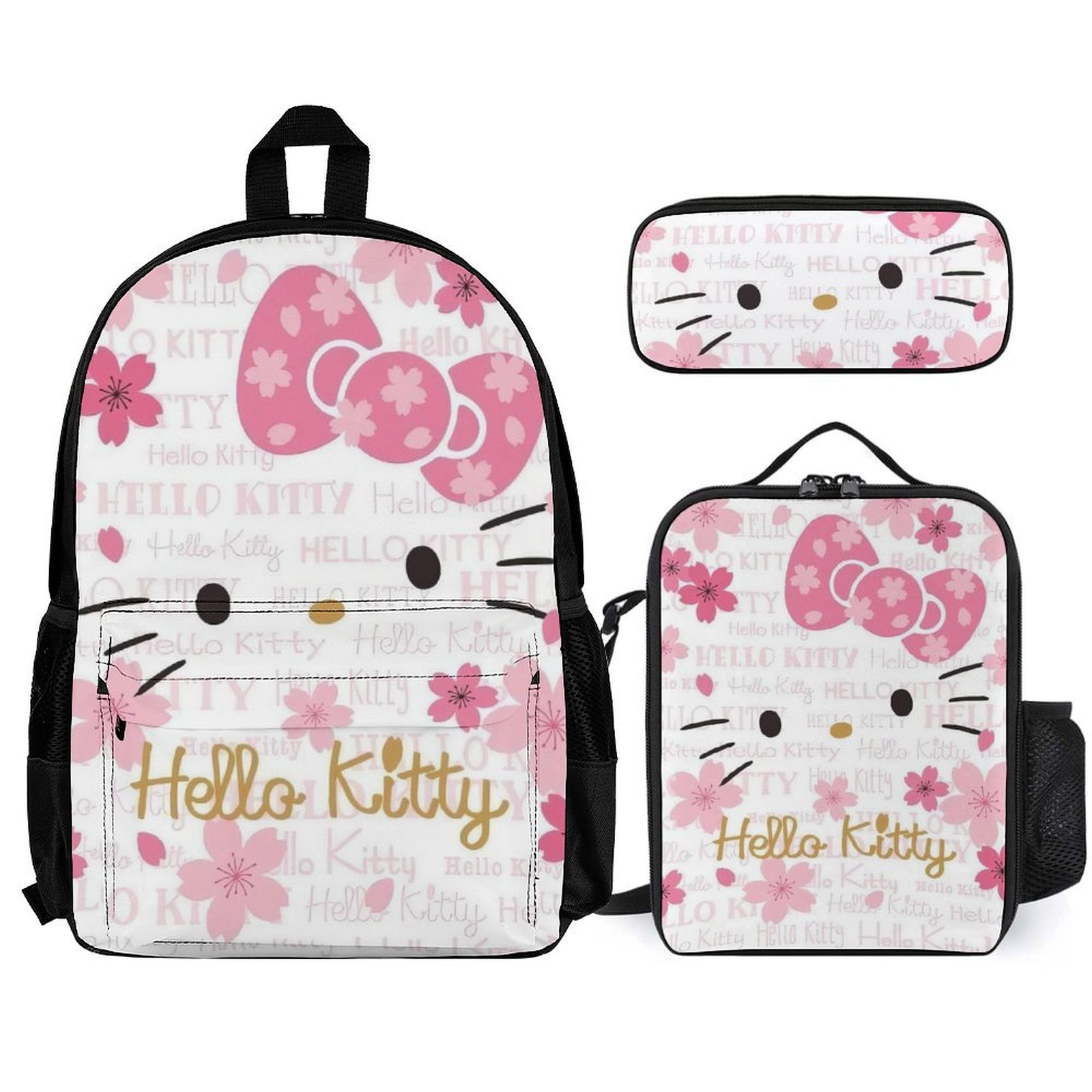 Hello Kitty Backpack Set, Backpack with Lunch Box and Pencil Case 3pcs ...