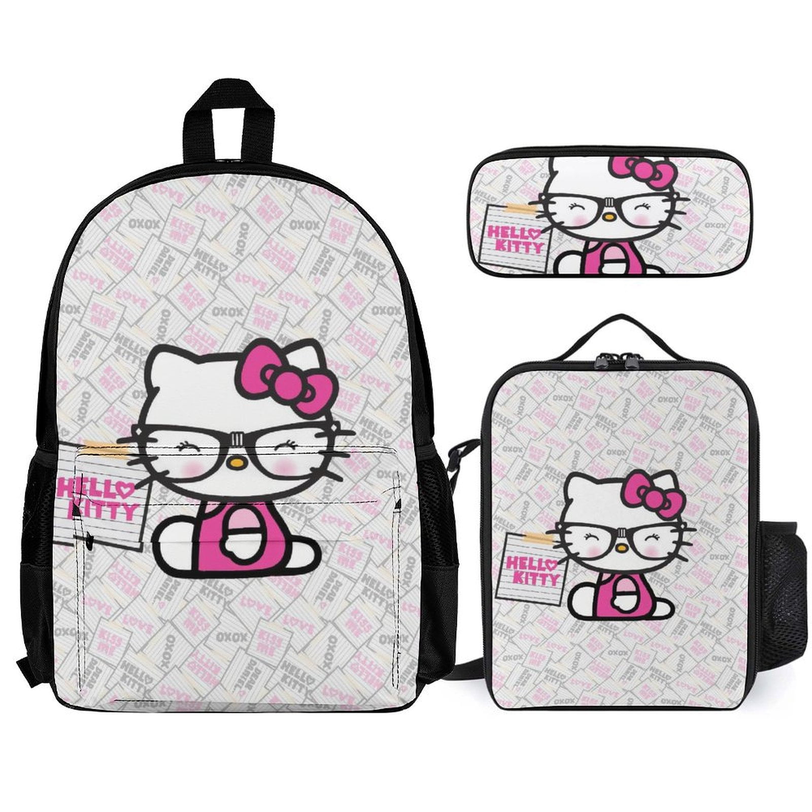 Hello Kitty Backpack Set, Backpack with Lunch Box and Pencil Case 3pcs ...