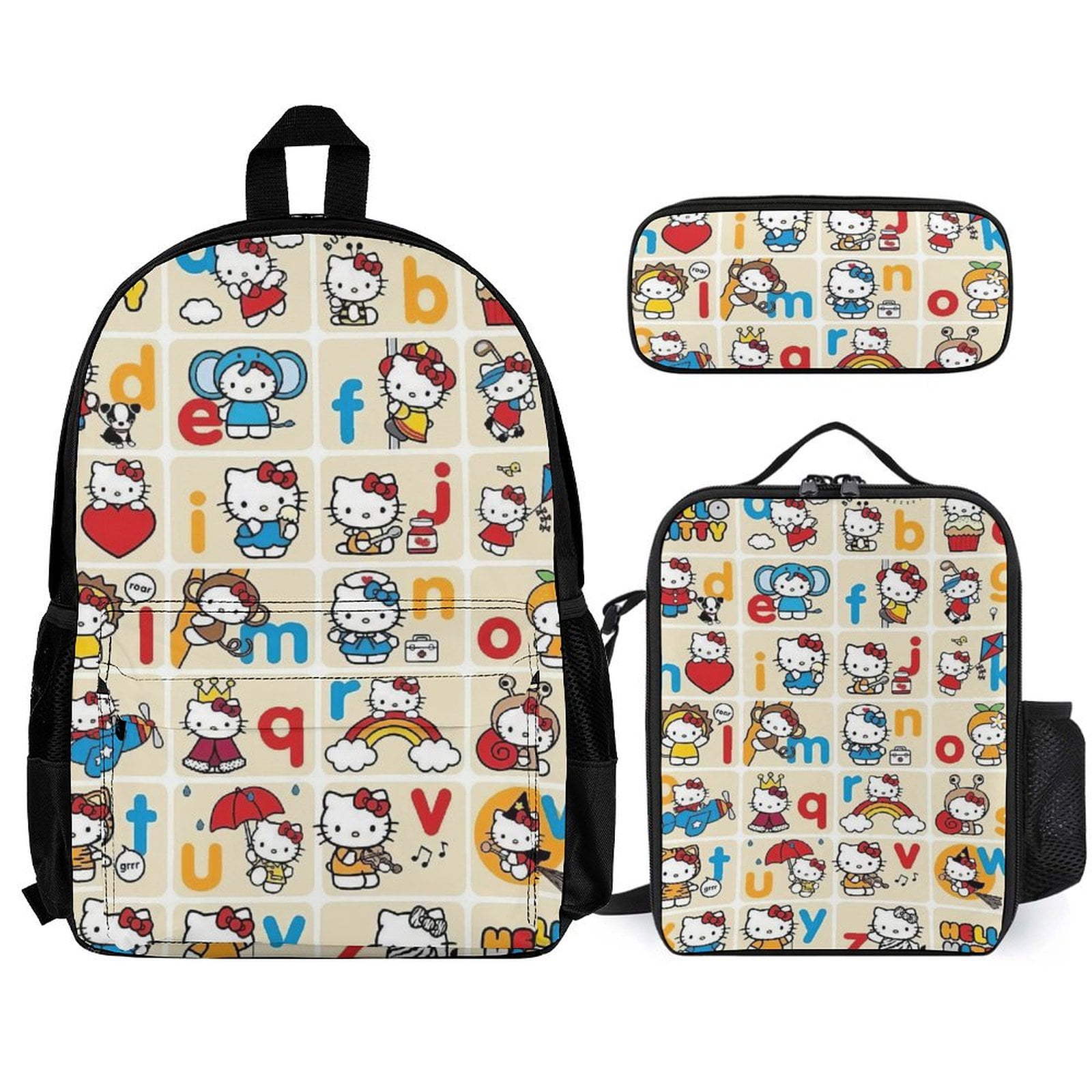 Hello Kitty Backpack Set, Backpack with Lunch Box and Pencil Case 3pcs ...