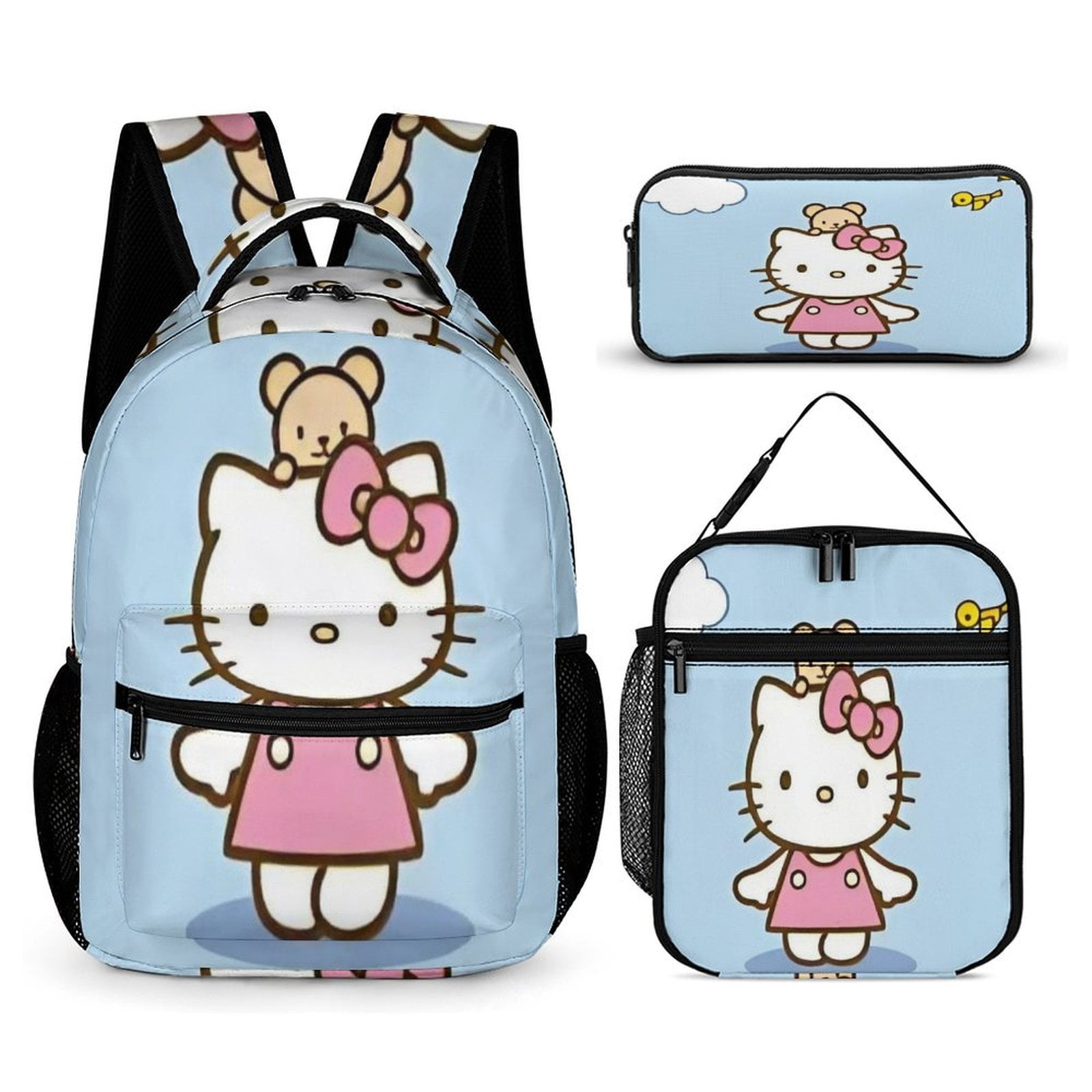 Hello Kitty Backpack Set, Backpack with Lunch Box And Pencil Case 3pcs ...