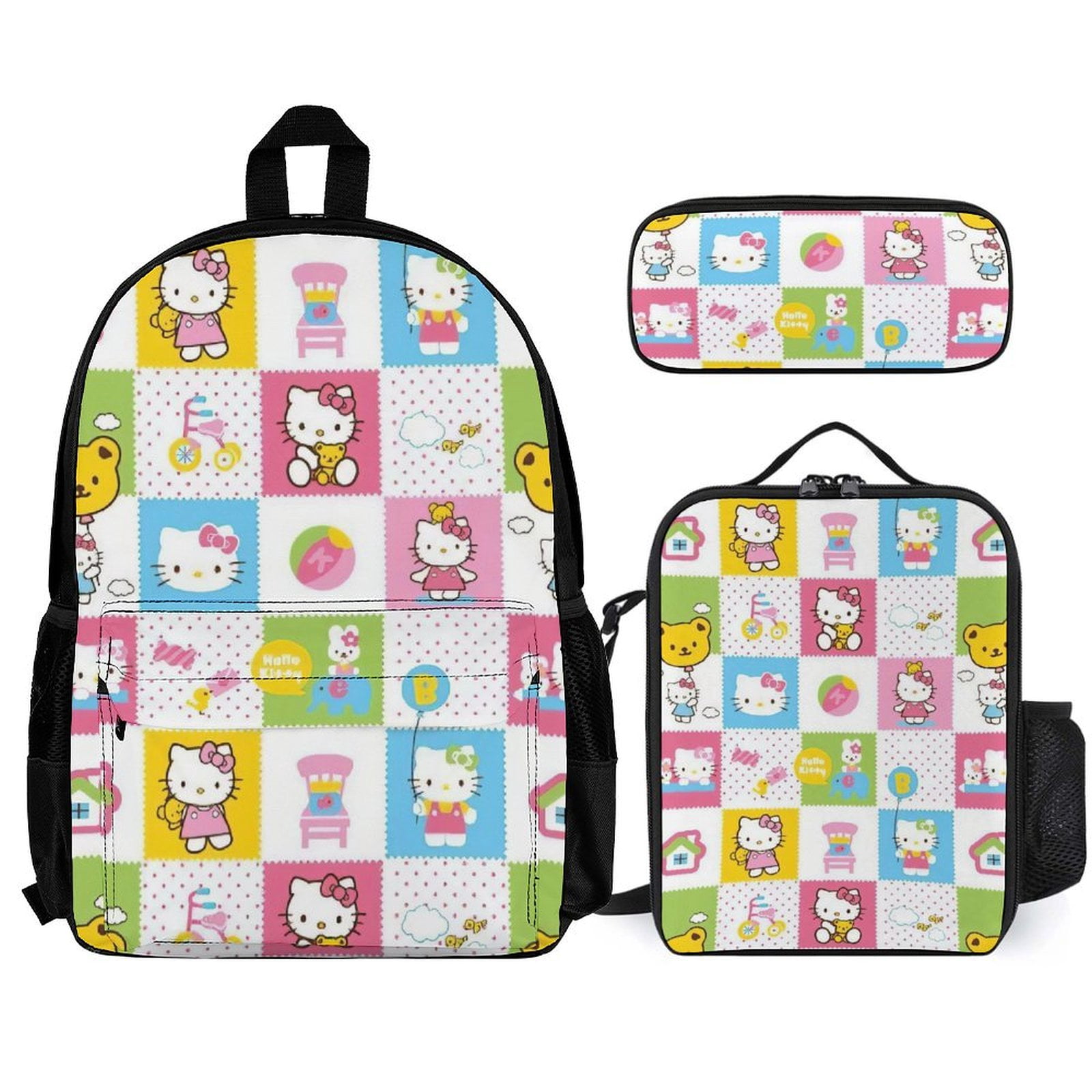 Hello Kitty Backpack Set, Backpack with Lunch Box and Pencil Case 3pcs ...