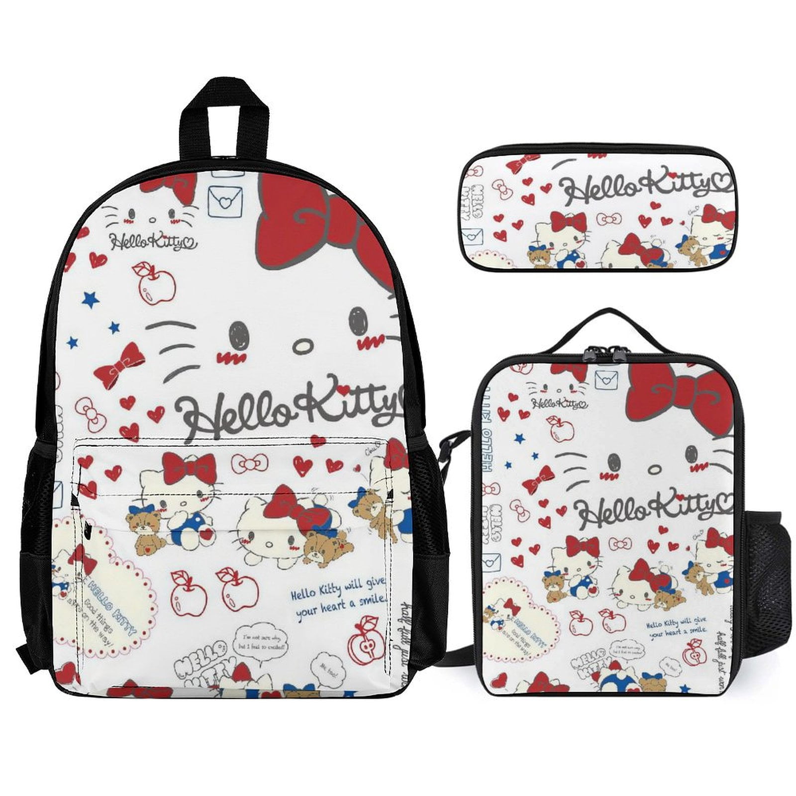 Hello Kitty Backpack Set, Backpack with Lunch Box and Pencil Case 3pcs ...