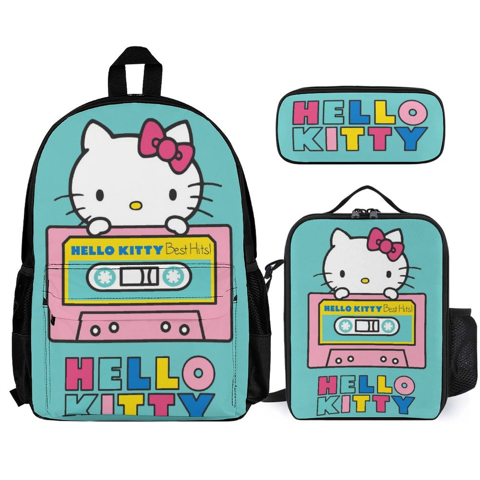 Hello Kitty Backpack Set, Backpack with Lunch Box and Pencil Case 3pcs ...