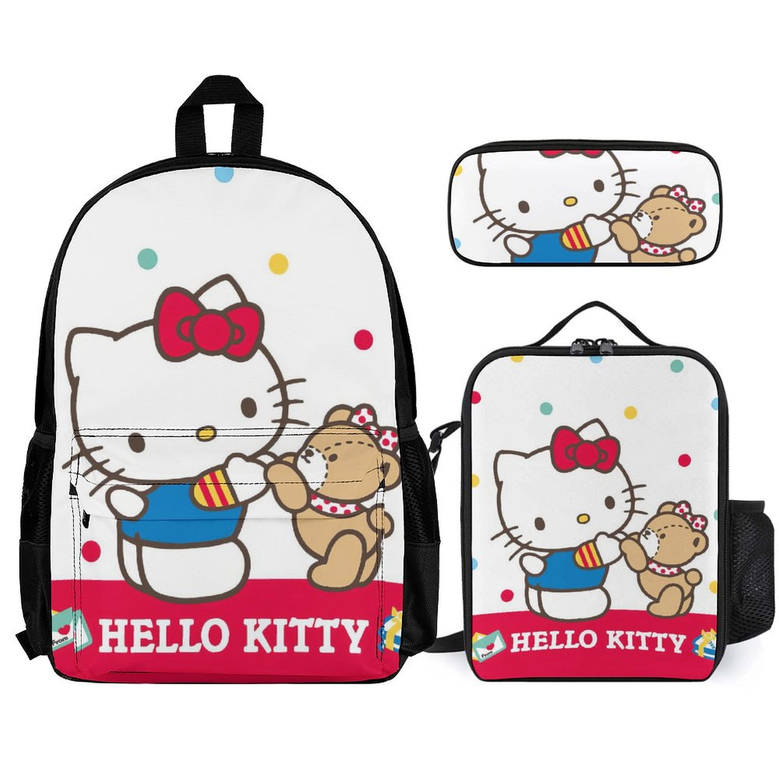 Hello Kitty Backpack Set, Backpack with Lunch Box and Pencil Case 3pcs ...