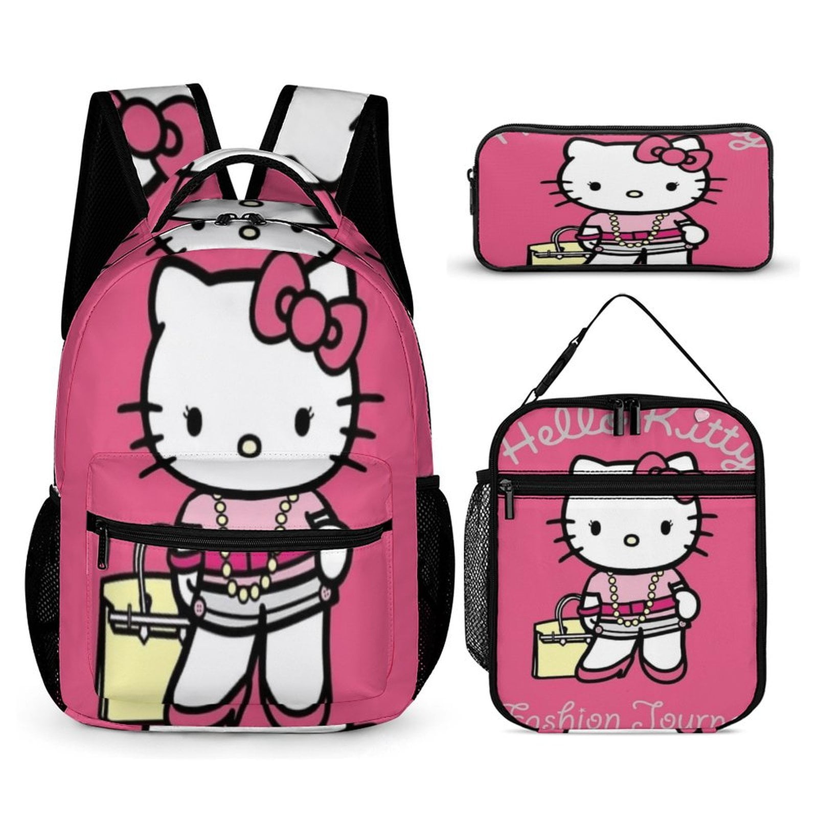 Hello Kitty Backpack Set, Backpack with Lunch Box And Pencil Case 3pcs ...