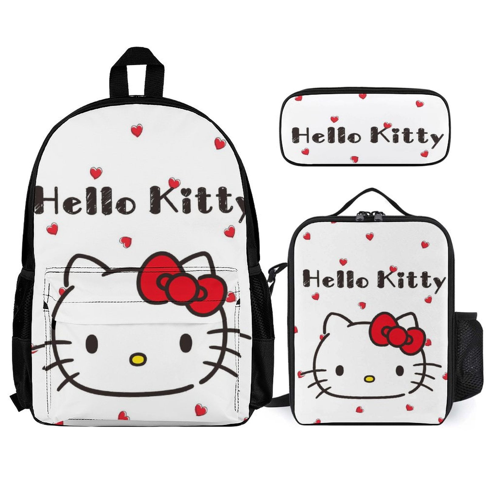 Hello Kitty Backpack Set, Backpack with Lunch Box and Pencil Case 3pcs ...
