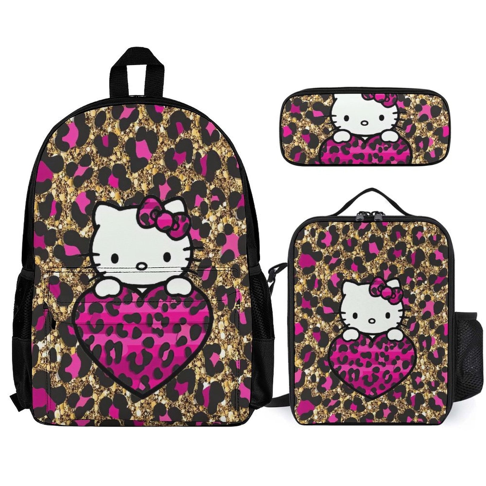 Hello Kitty Backpack Set, Backpack with Lunch Box And Pencil Case 3pcs ...