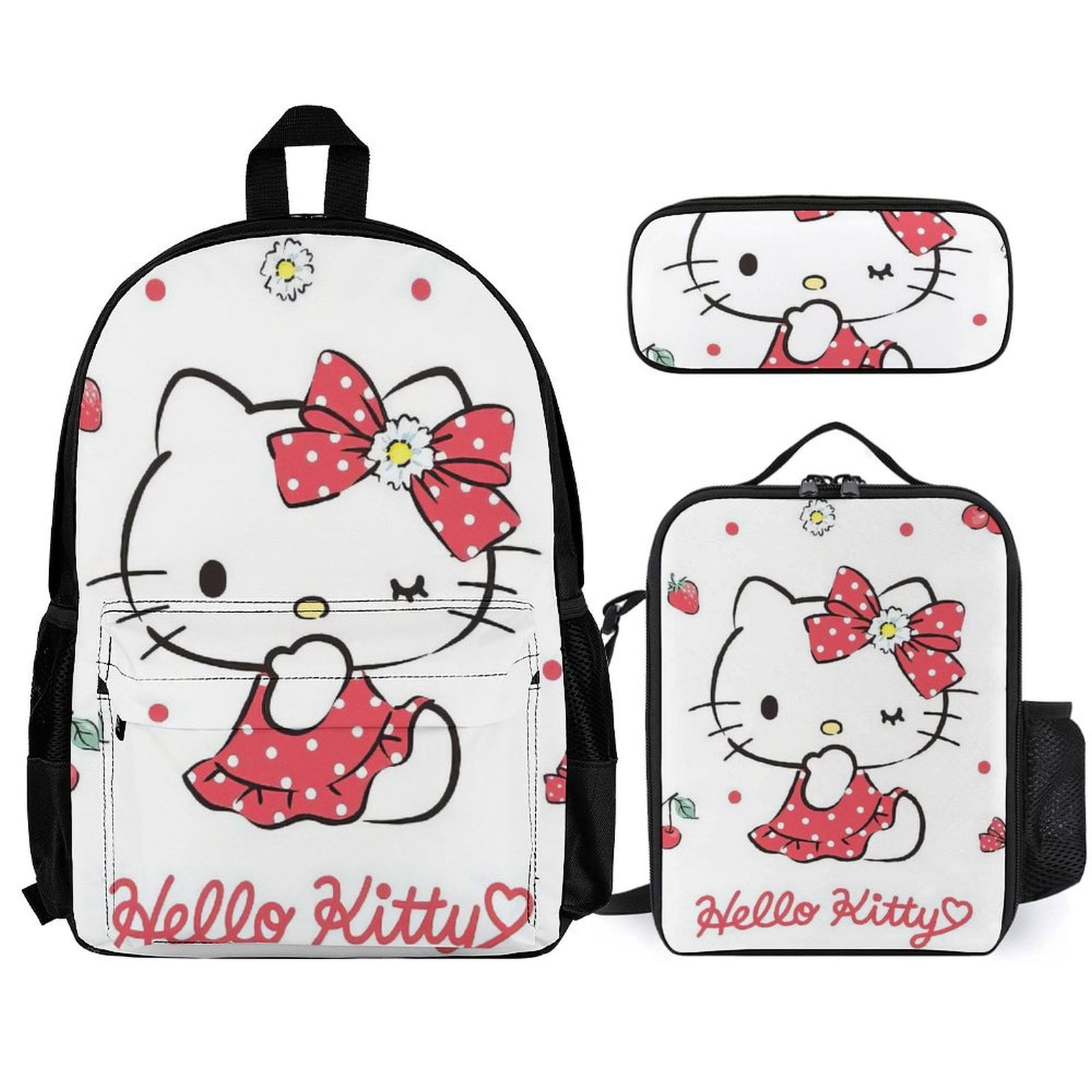 Hello Kitty Backpack Set, Backpack with Lunch Box and Pencil Case 3pcs ...
