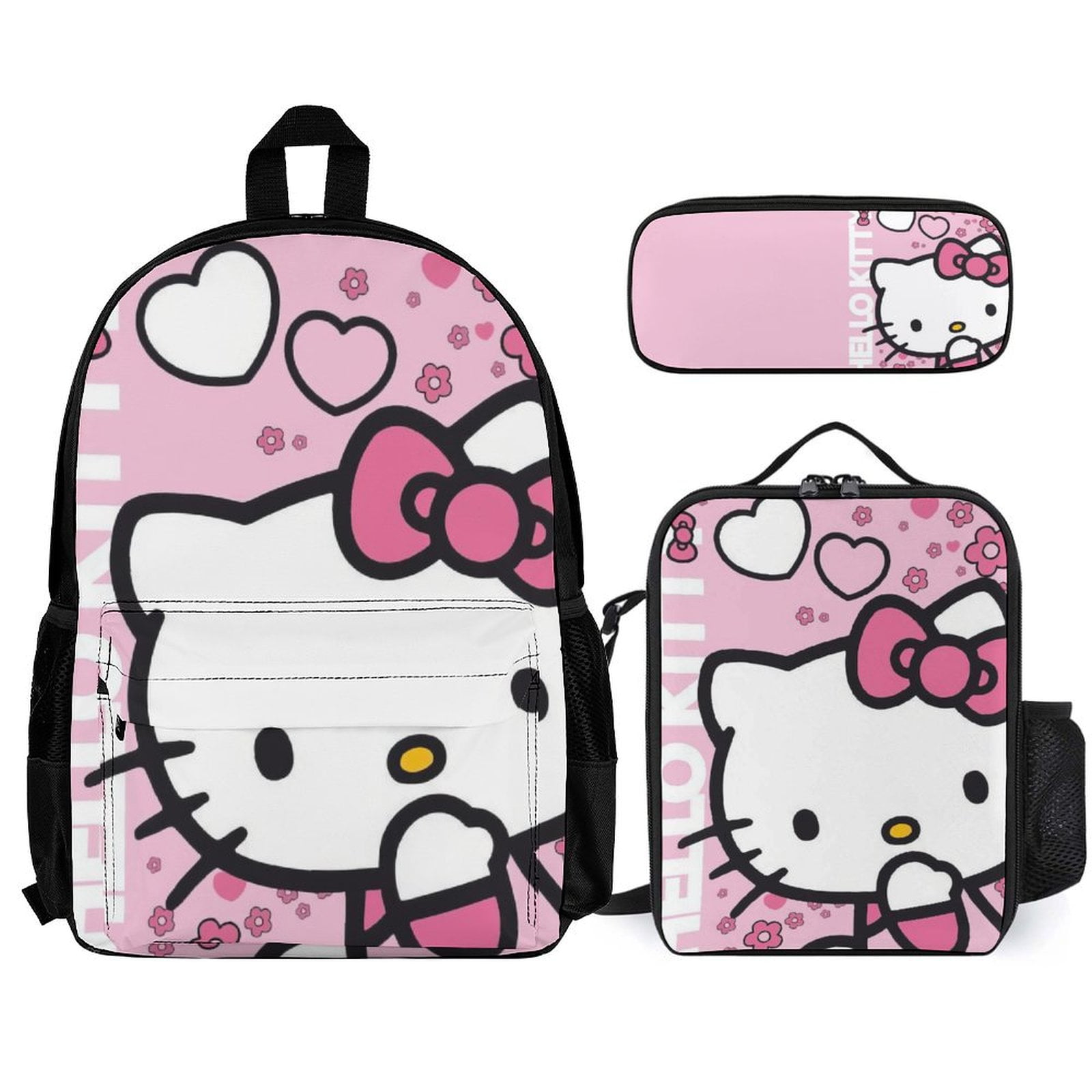 Hello Kitty Backpack Set, Backpack with Lunch Box and Pencil Case 3pcs ...