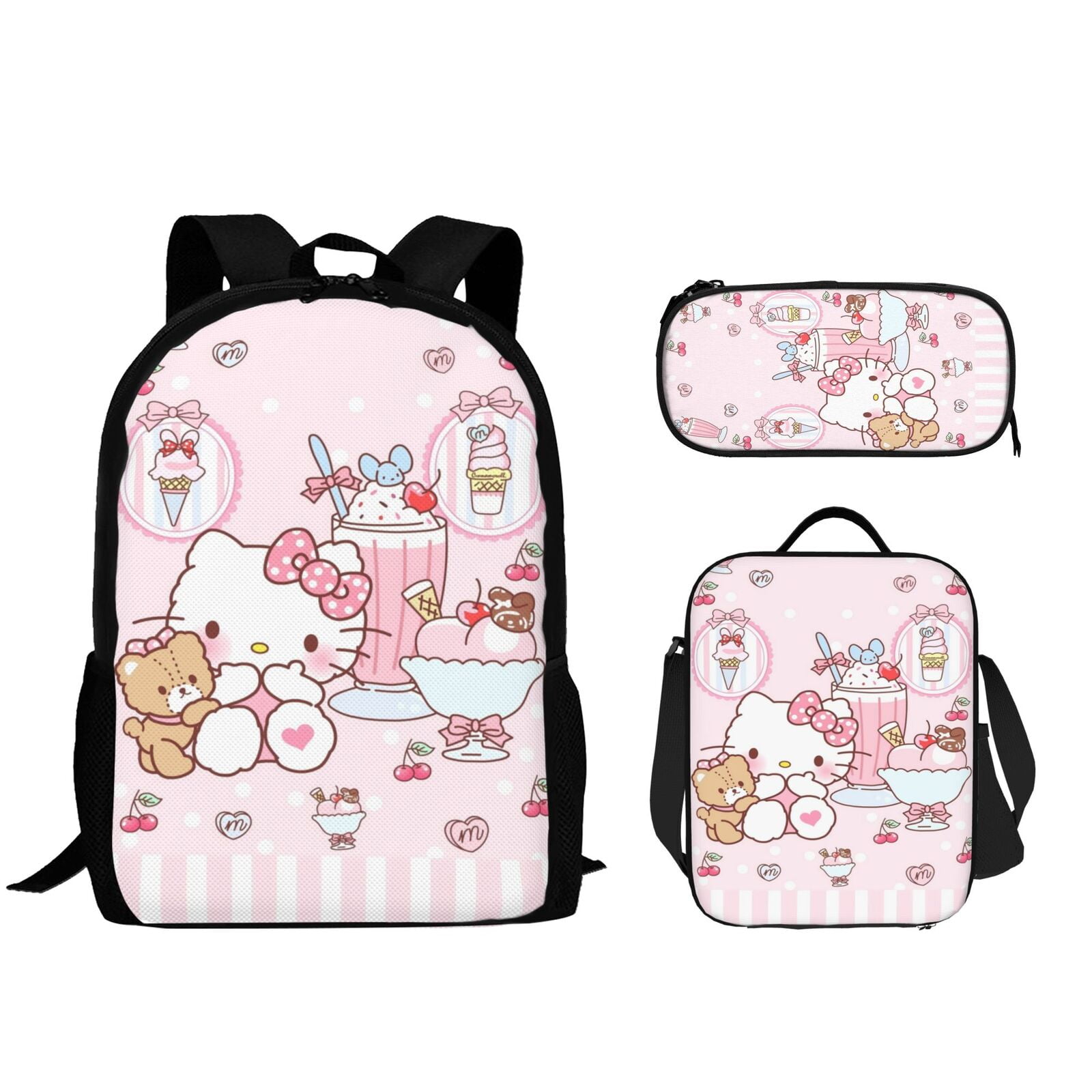 Hello Kitty Backpack Set, Backpack with Lunch Box and Pencil Case 3pcs ...